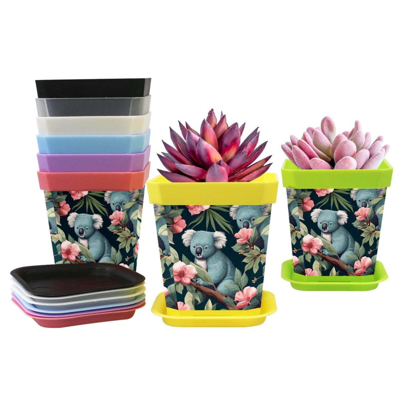 8 PCS Pots for Plants Koala Baby Animal Plastic Planters with Drainage ...