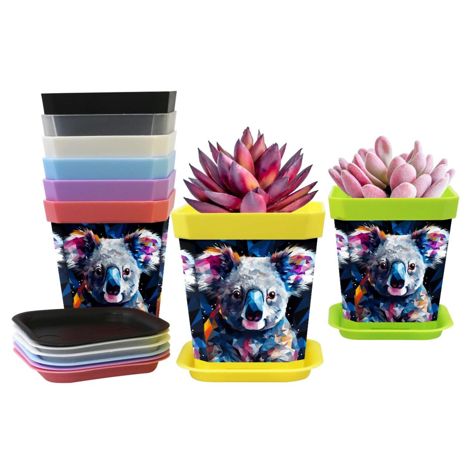 8 PCS Pots for Plants Koala Baby Animal Plastic Planters with Drainage ...
