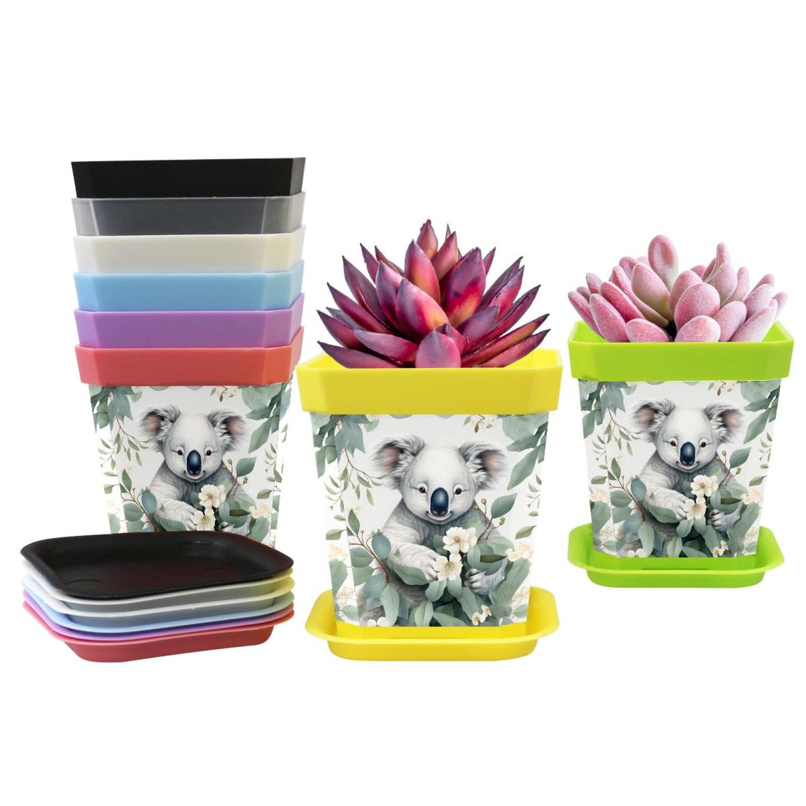 8 PCS Pots for Plants Koala Baby Animal Plastic Planters with Drainage ...