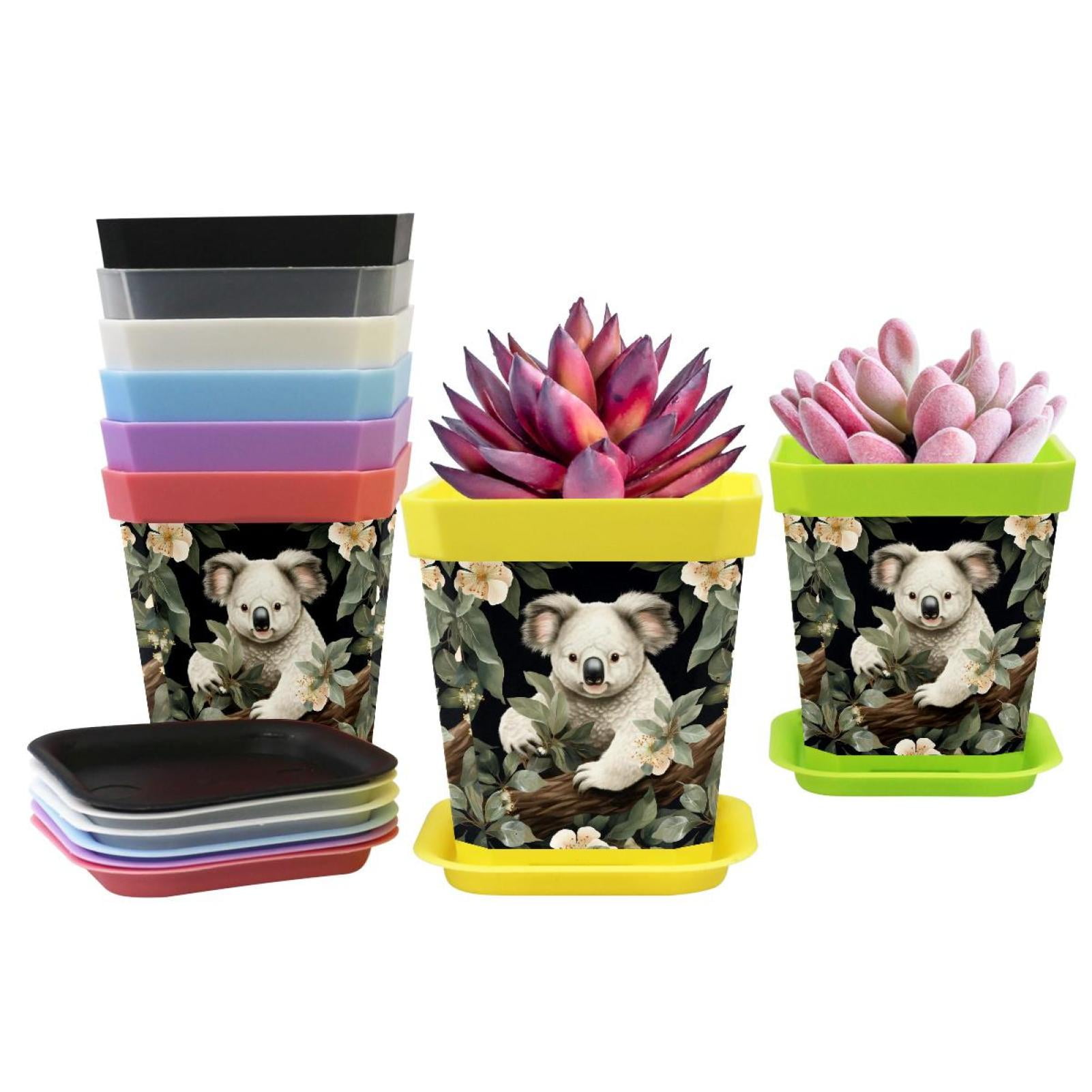 8 PCS Pots for Plants Koala Baby Animal Plastic Planters with Drainage ...