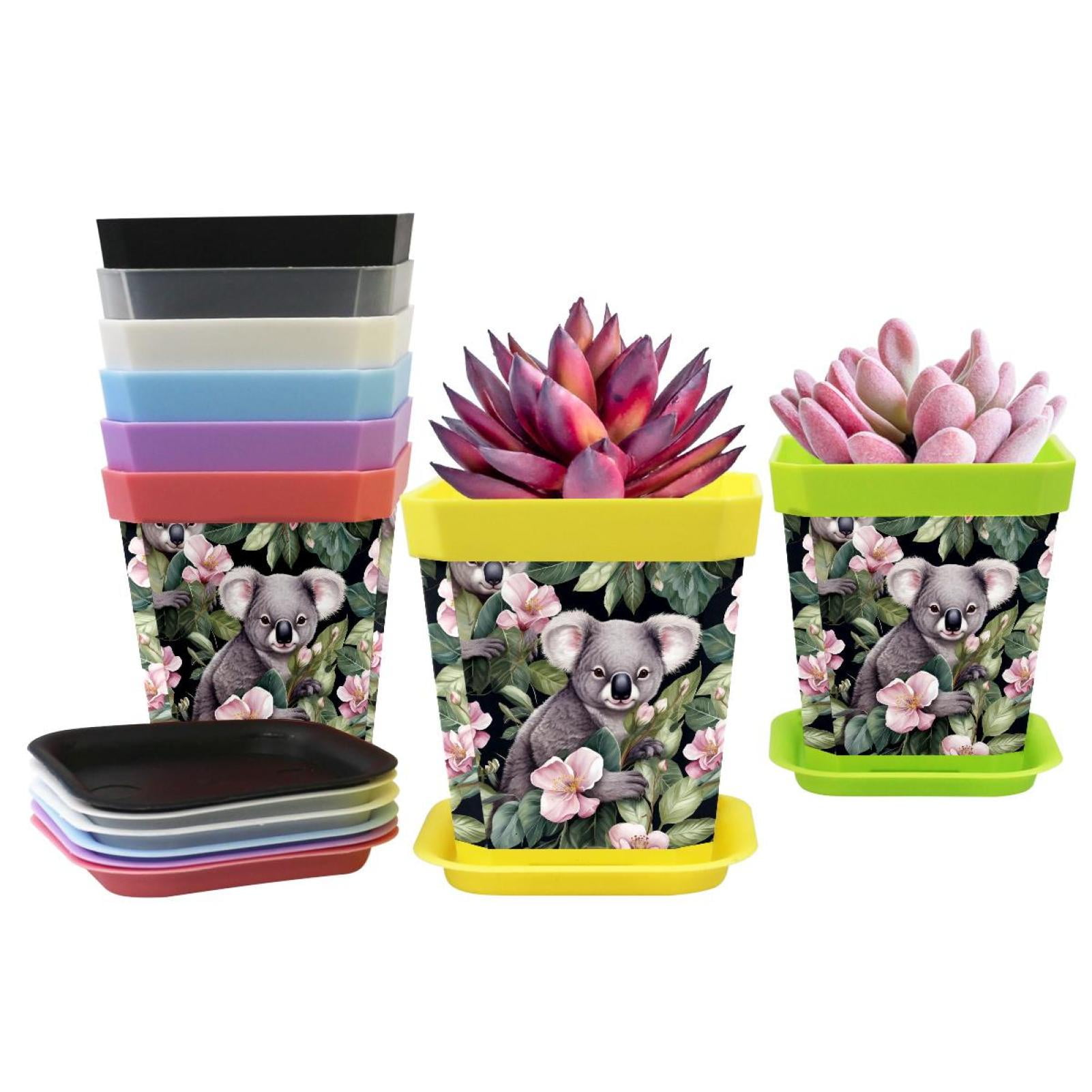 8 PCS Pots for Plants Koala Baby Animal Plastic Planters with Drainage ...