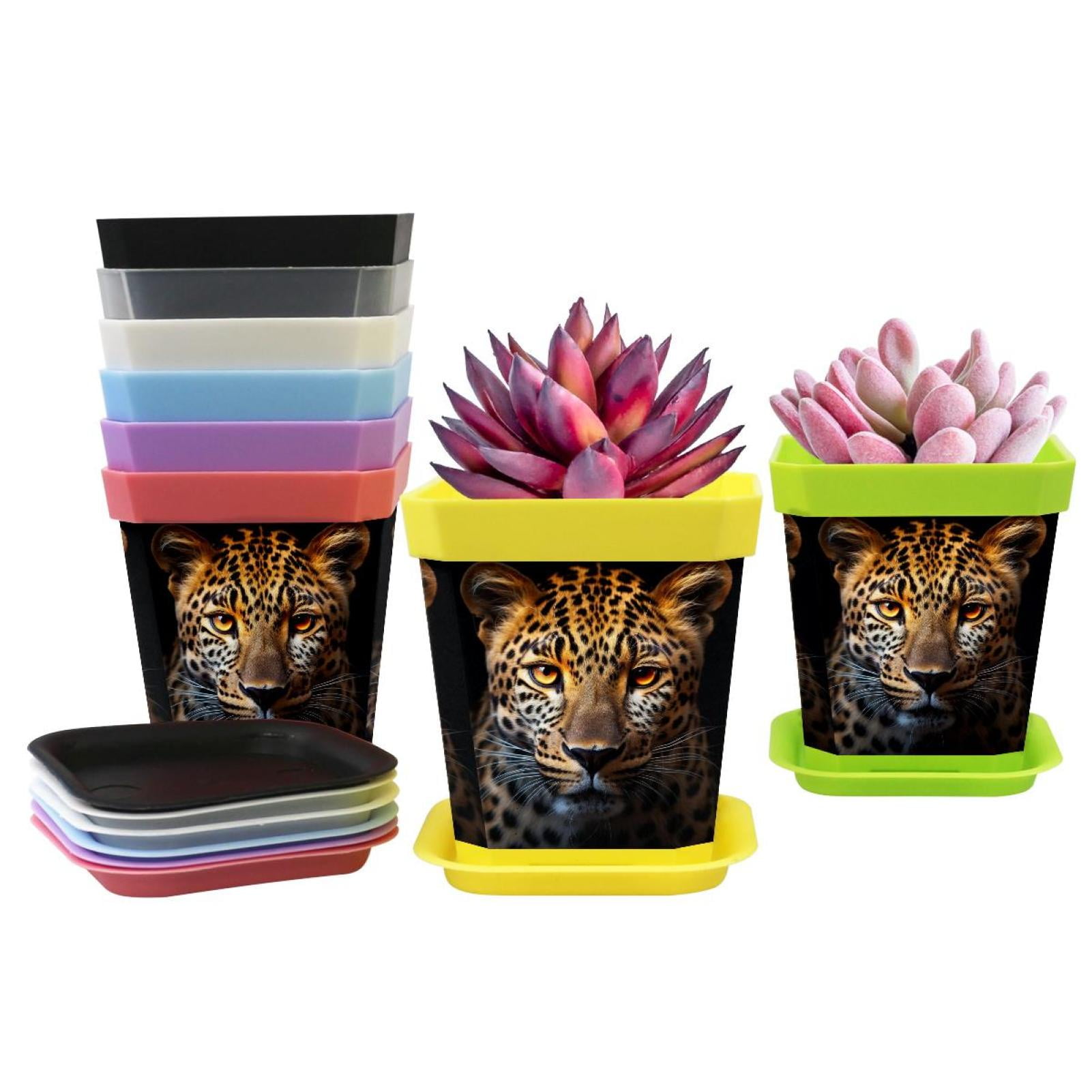 8 PCS Pots for Plants Leopard Animal Plastic Planters with Drainage ...