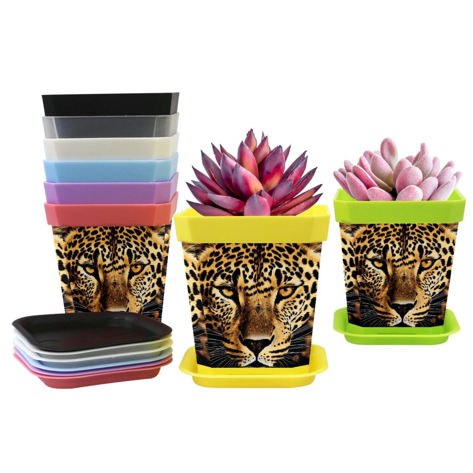 8 PCS Pots for Plants Leopard Animal Plastic Planters with Drainage ...