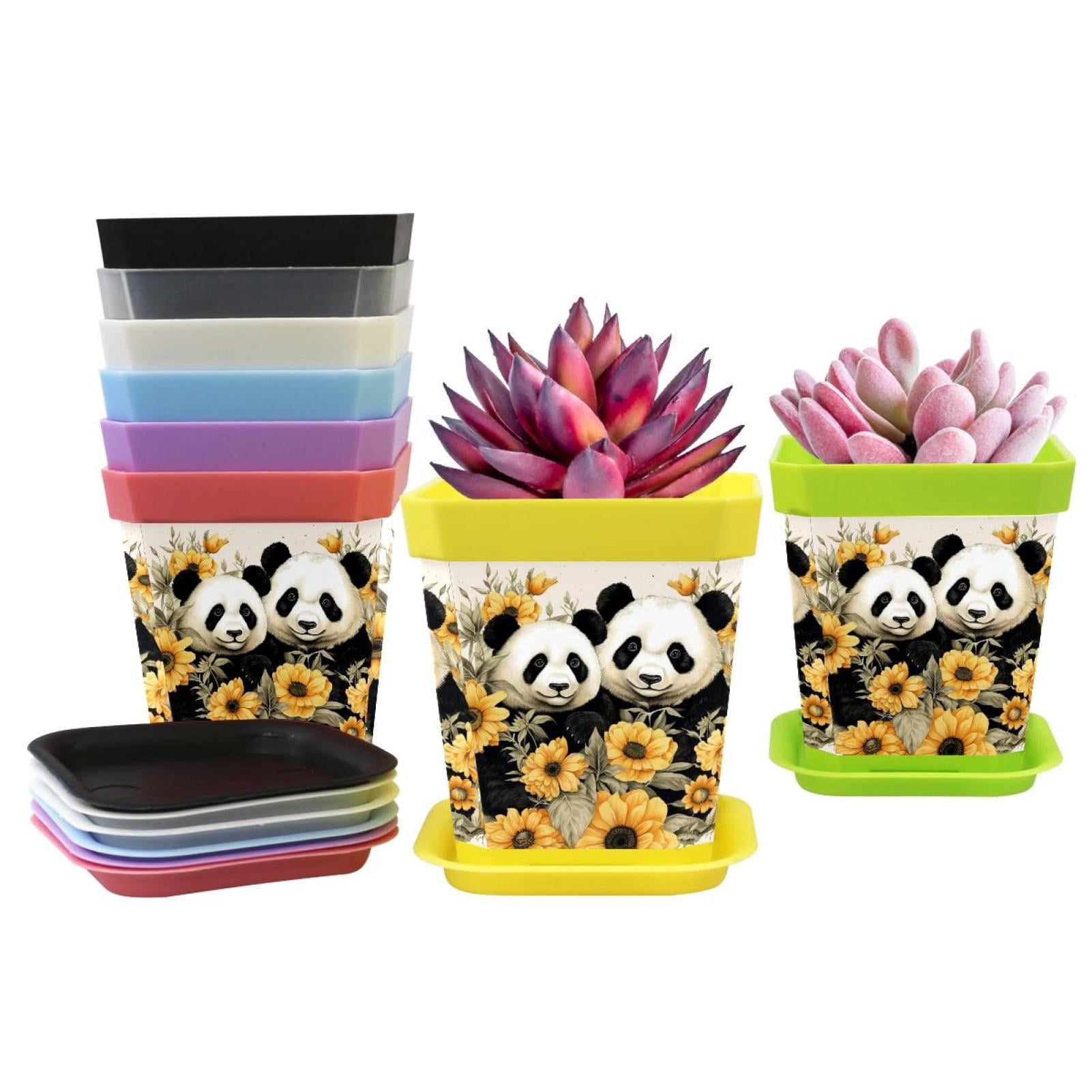 8 PCS Pots for Plants Panda Mother and Little Baby Plastic Planters ...