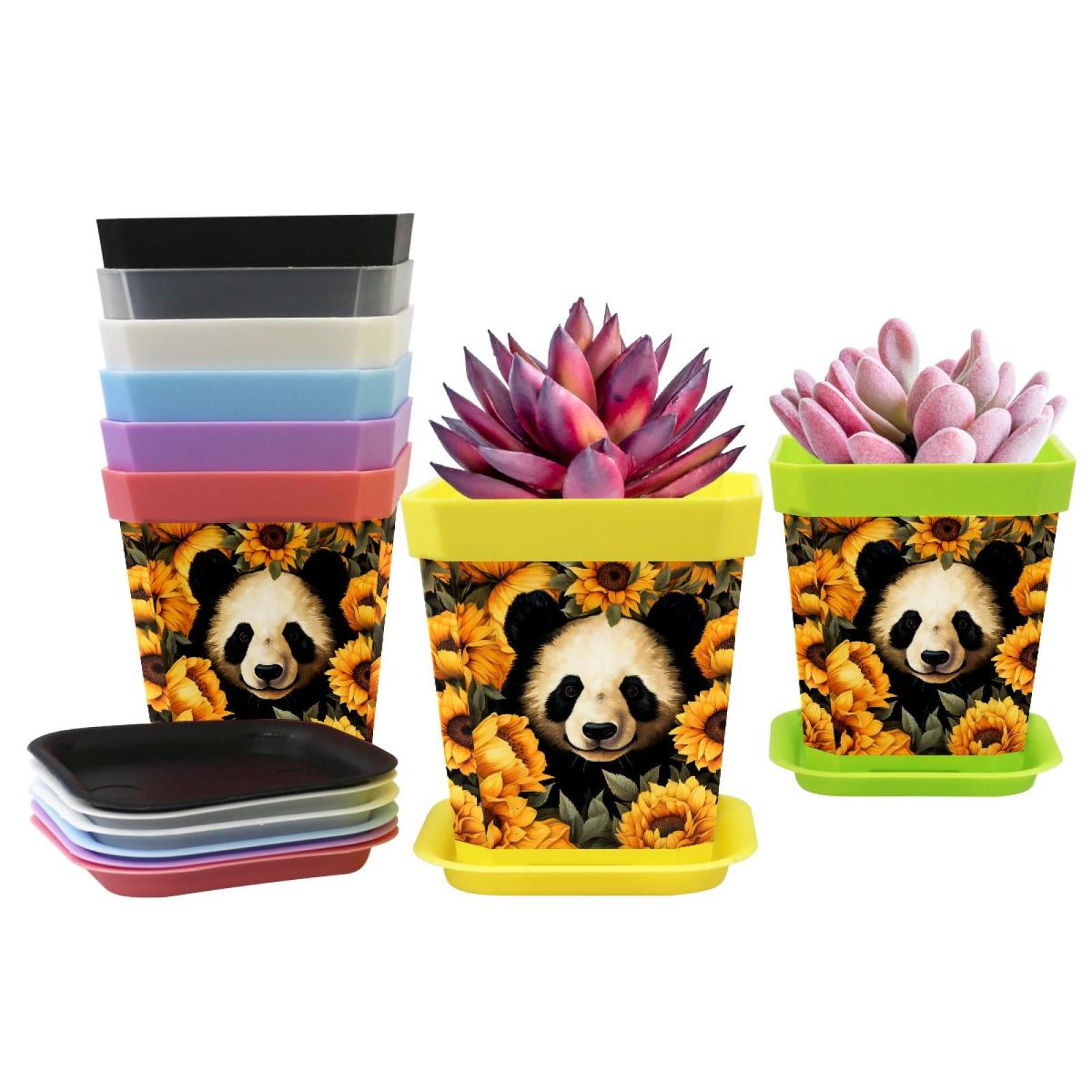 8 PCS Pots for Plants Panda with Sunflowers Plastic Planters with ...
