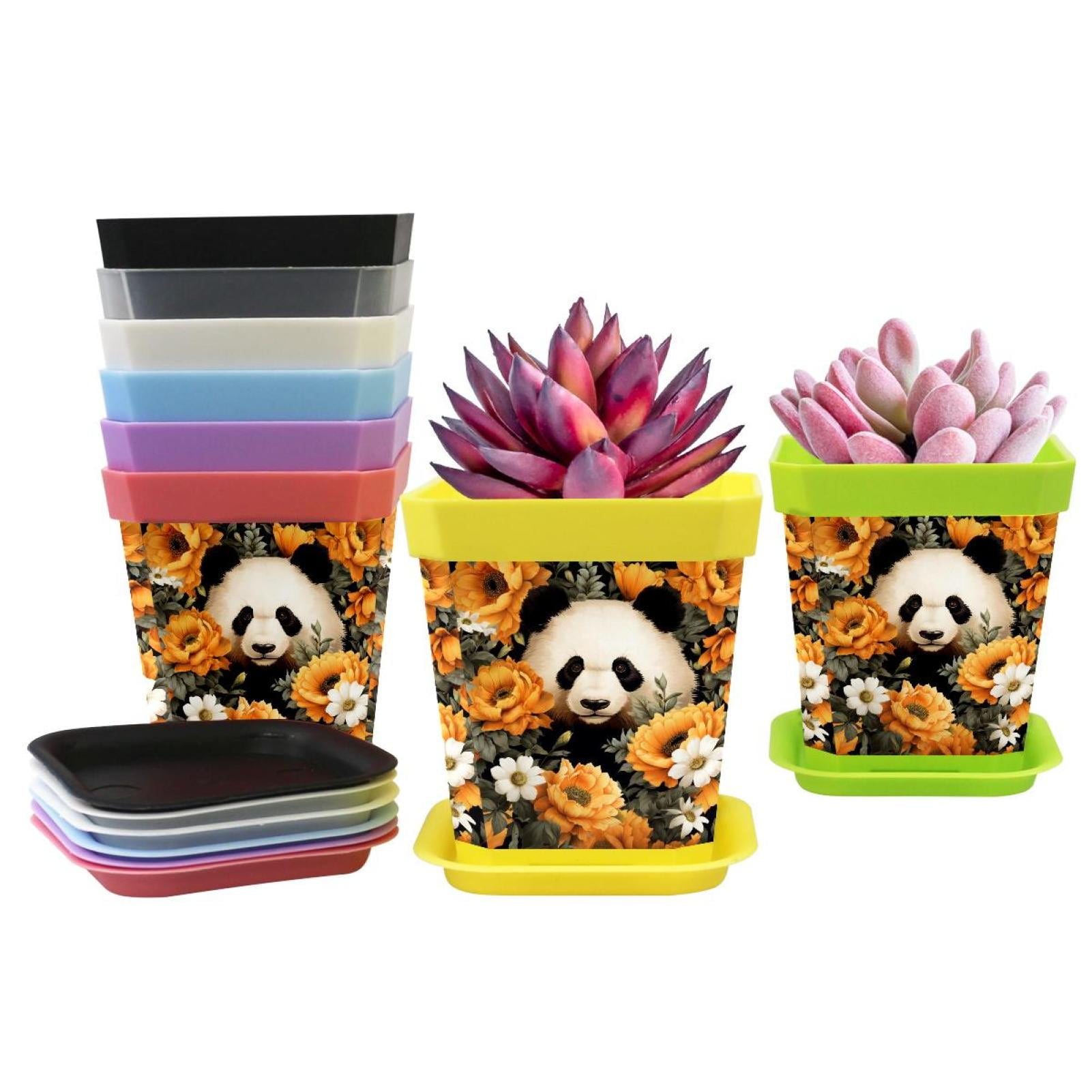 8 PCS Pots for Plants Panda in Sunflowers White Flower Plastic Planters ...