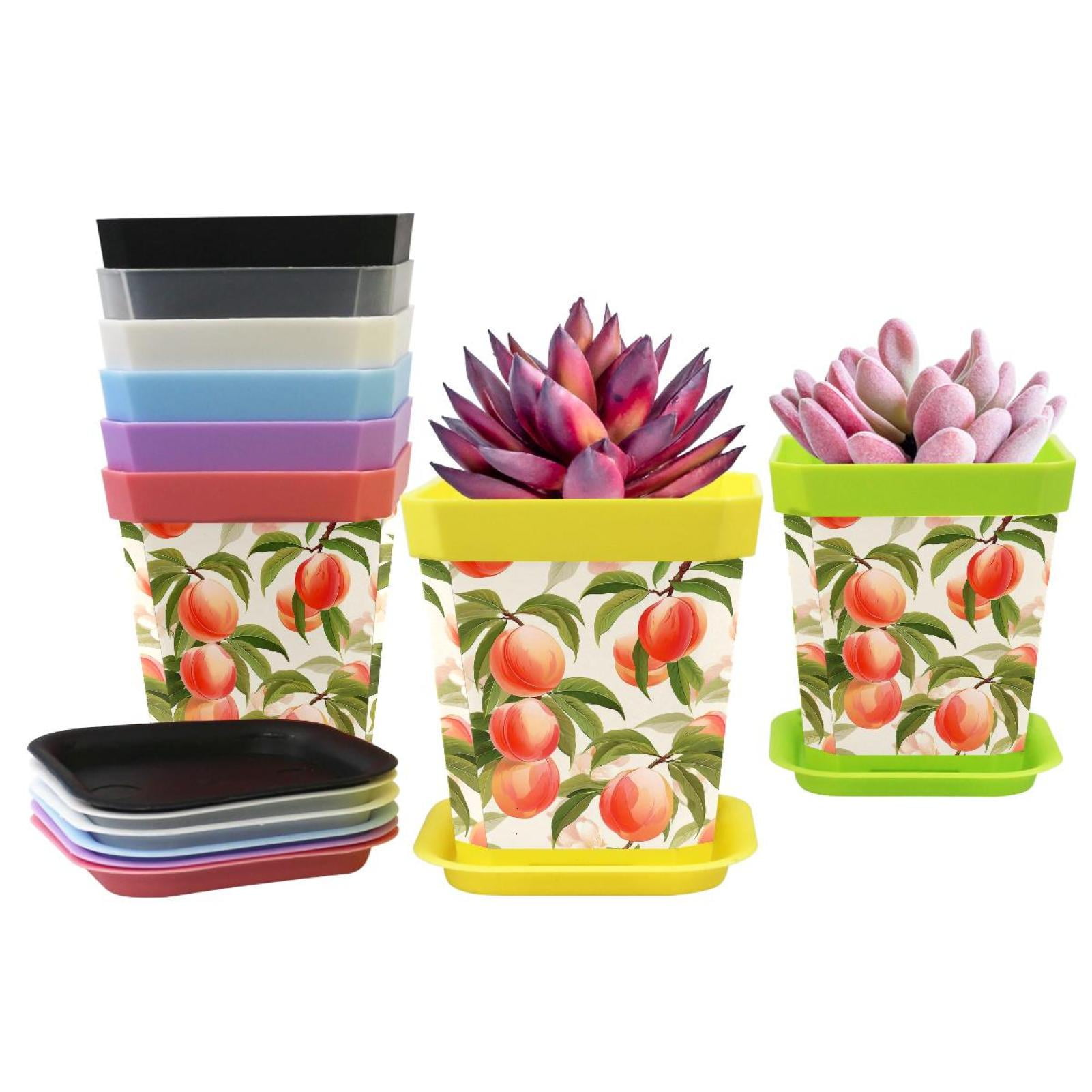 8 PCS Pots for Plants Peach Fruit on Flowering Branch Plastic Planters ...
