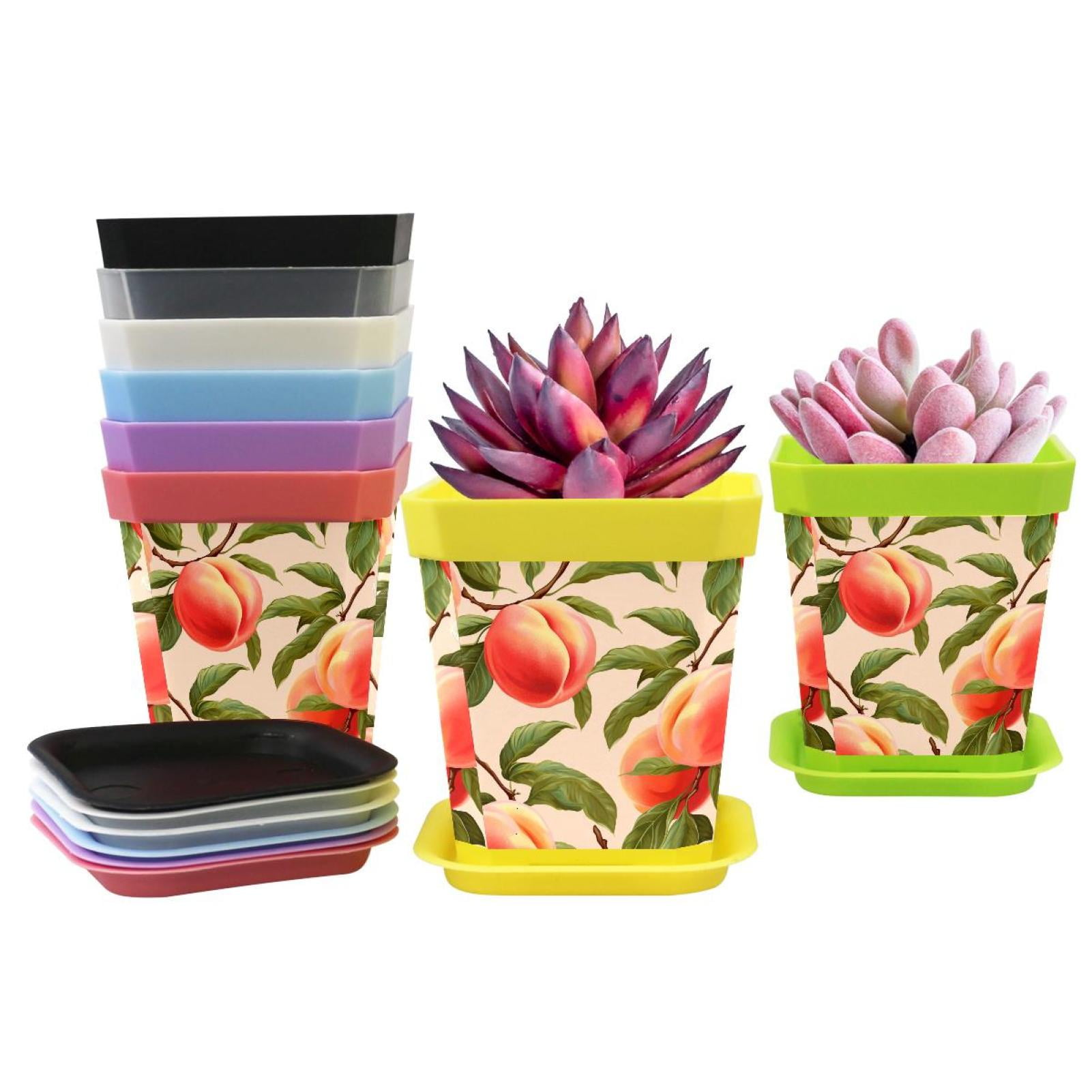 8 PCS Pots for Plants Peach Fruit on Flowering Branch Plastic Planters ...