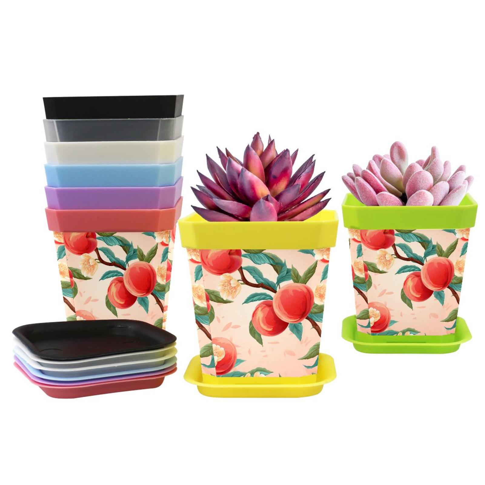 8 PCS Pots for Plants Peach Fruit on Flowering Branch Plastic Planters ...