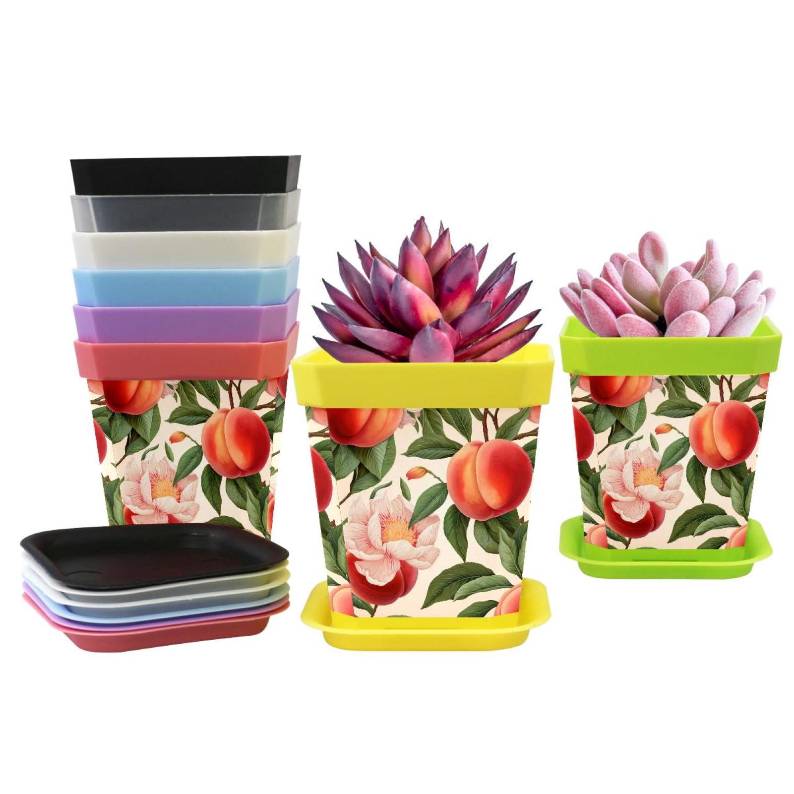 8 PCS Pots for Plants Peach Fruit on Flowering Branch Plastic Planters ...