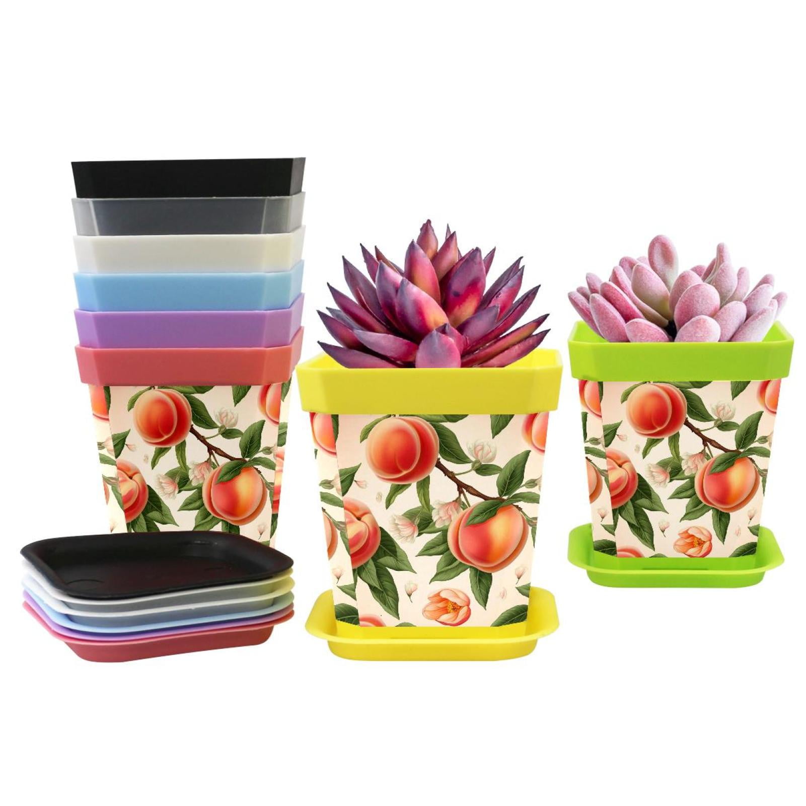 8 PCS Pots for Plants Peach Fruit on Flowering Branch Plastic Planters ...