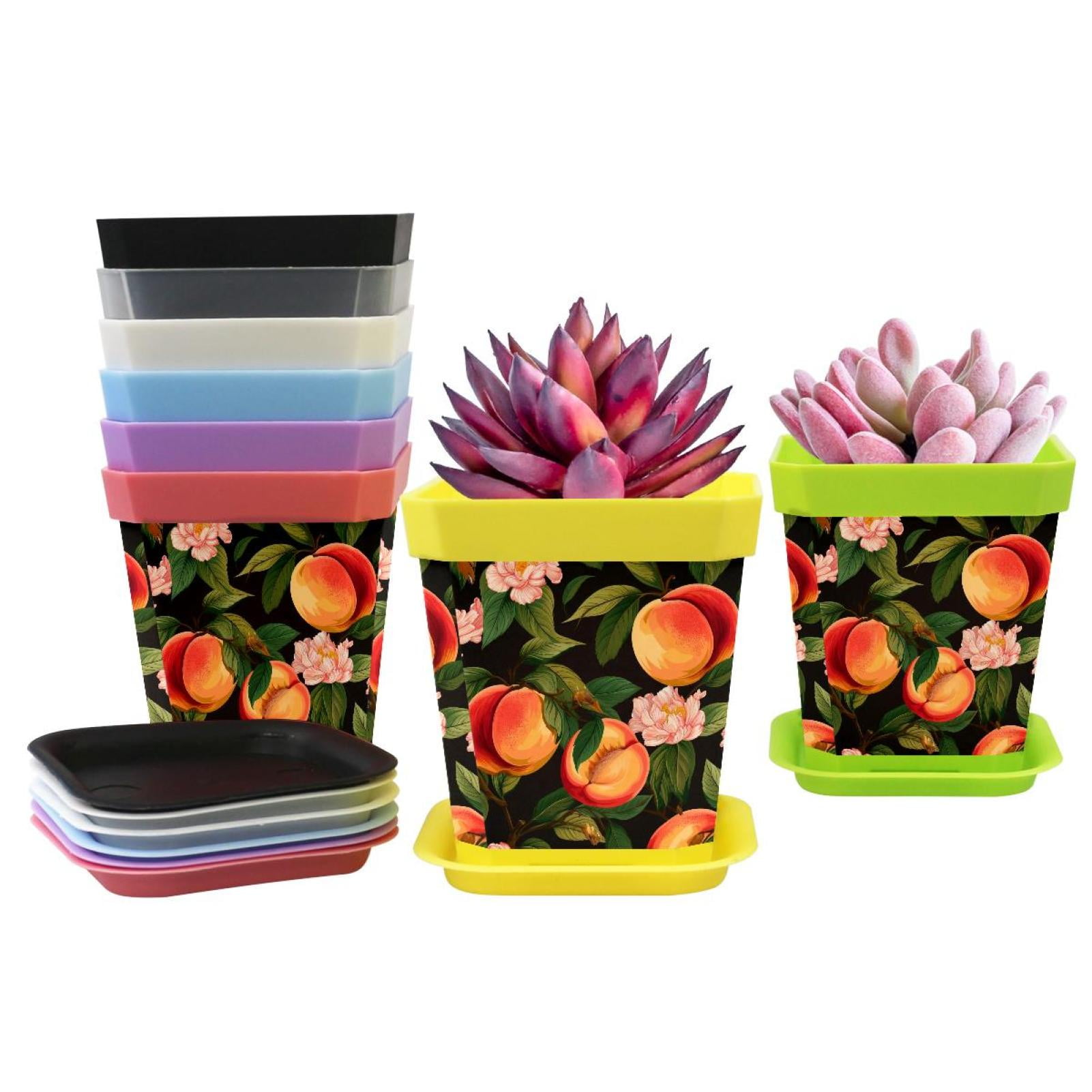 8 PCS Pots for Plants Peach Fruit on Flowering Branch Plastic Planters ...