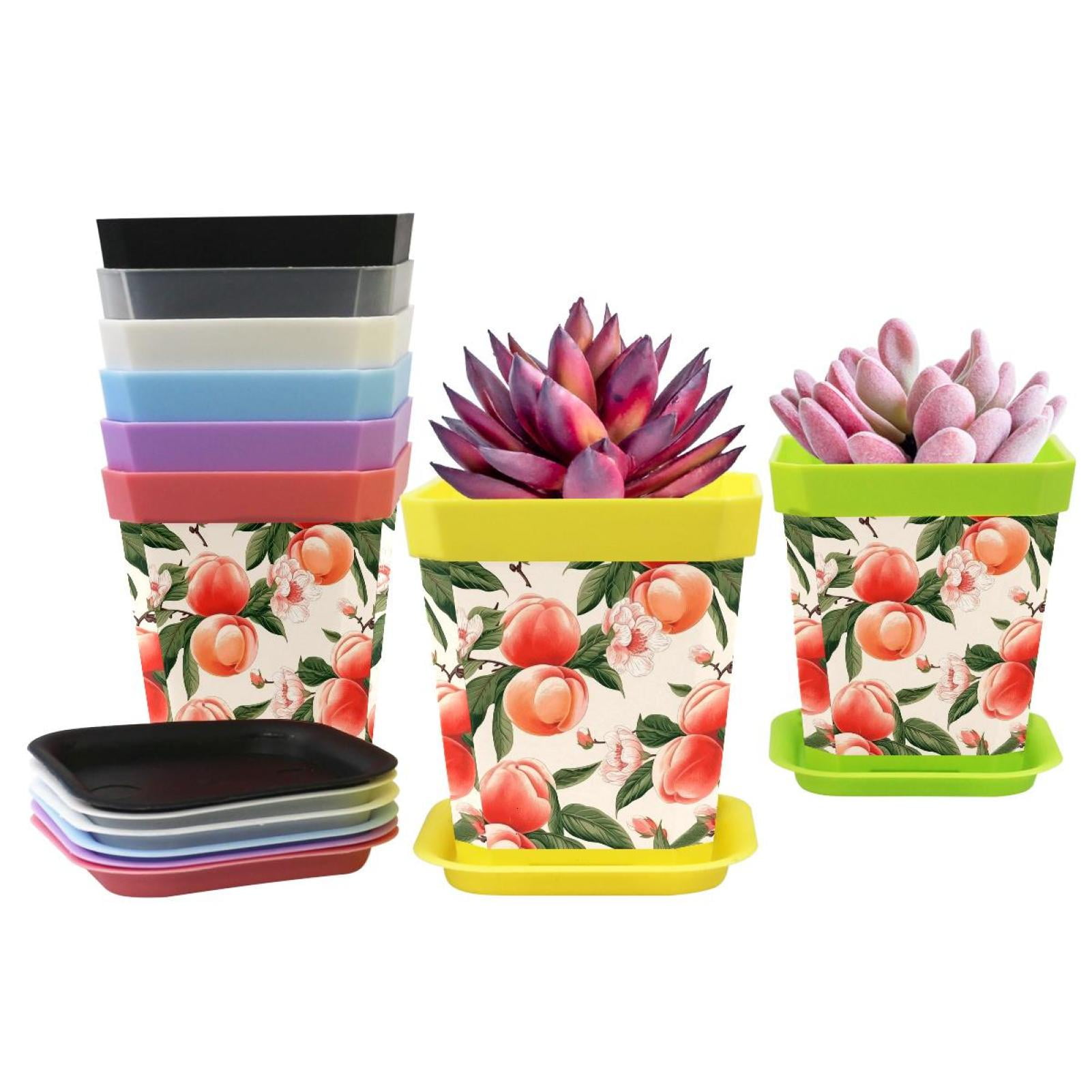 8 PCS Pots for Plants Peach Fruit on Flowering Branch Plastic Planters ...
