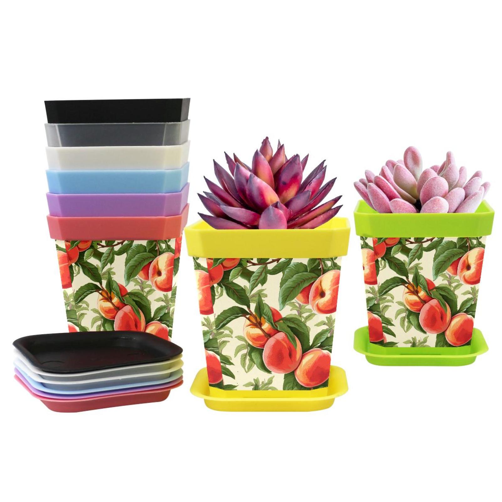 8 PCS Pots for Plants Peach Fruit on Flowering Branch Plastic Planters ...