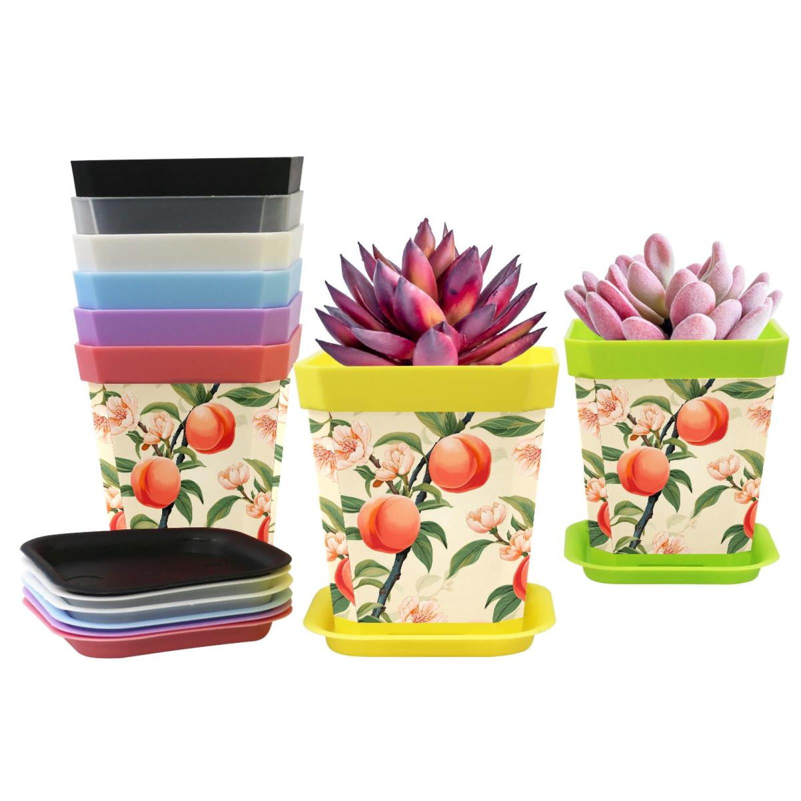 8 PCS Pots for Plants Peach Fruit on Flowering Branch Plastic Planters ...