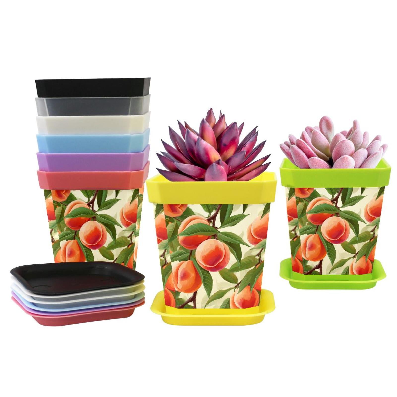 8 PCS Pots for Plants Peach Fruit on Flowering Branch Plastic Planters ...