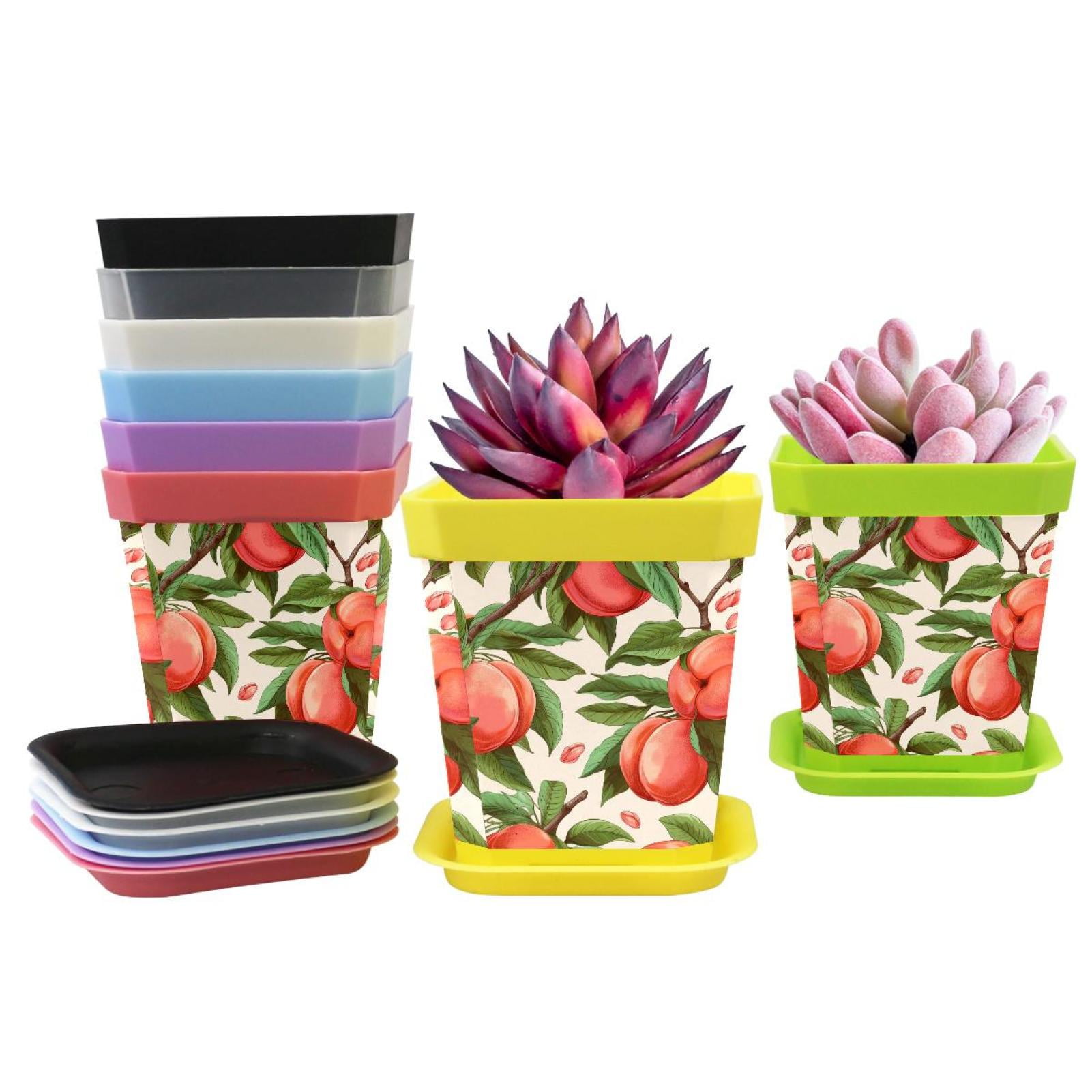 8 PCS Pots for Plants Peach Fruit on Flowering Branch Plastic Planters ...