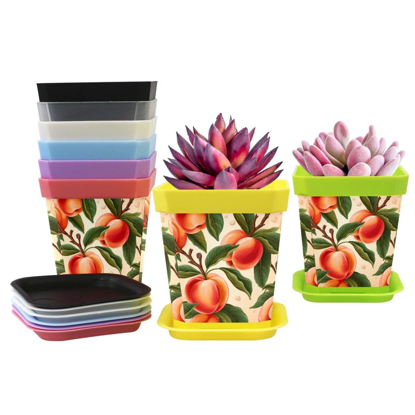 8 PCS Pots for Plants Peach Fruit on Flowering Branch Plastic Planters ...