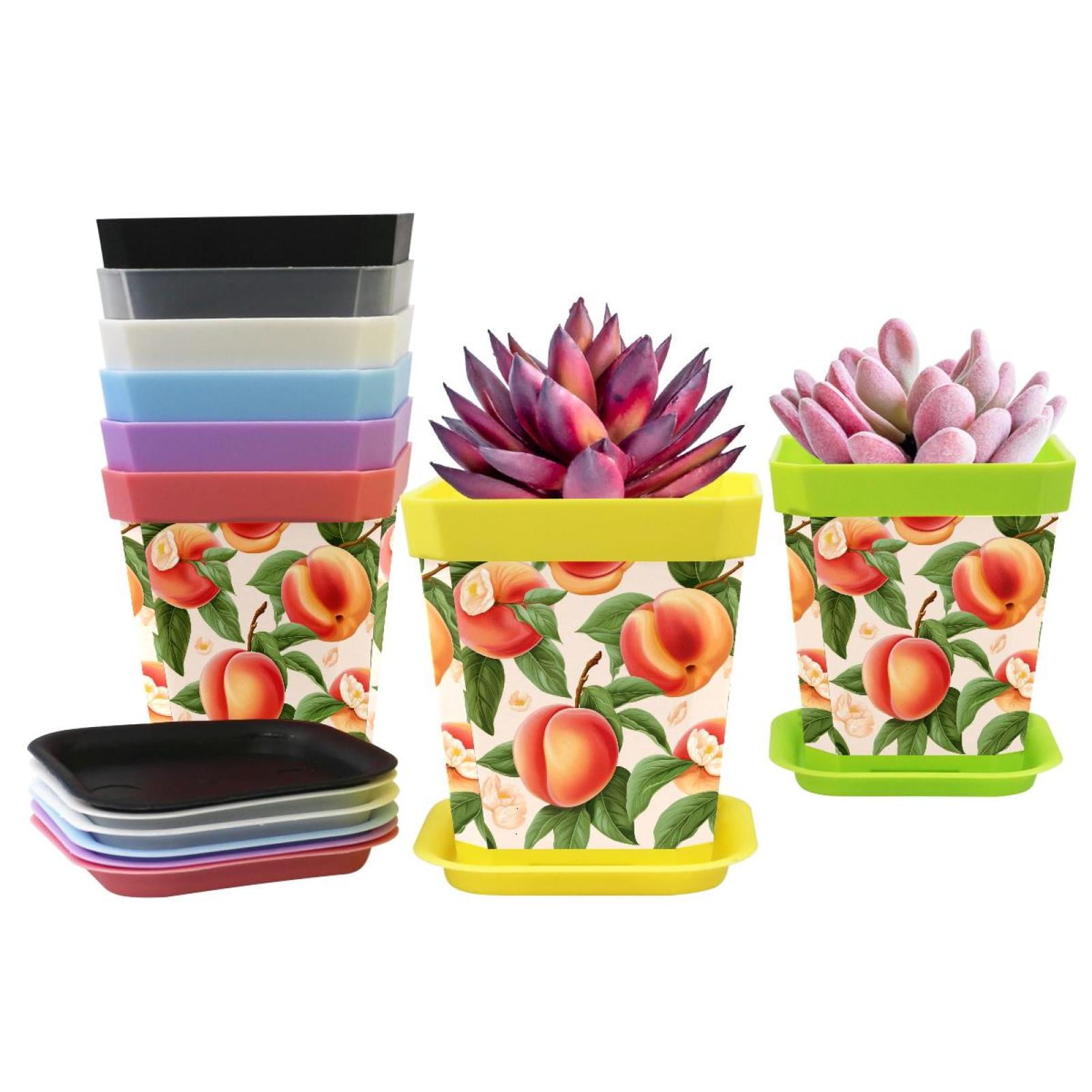 8 PCS Pots for Plants Peach Fruit on Flowering Branch Plastic Planters ...