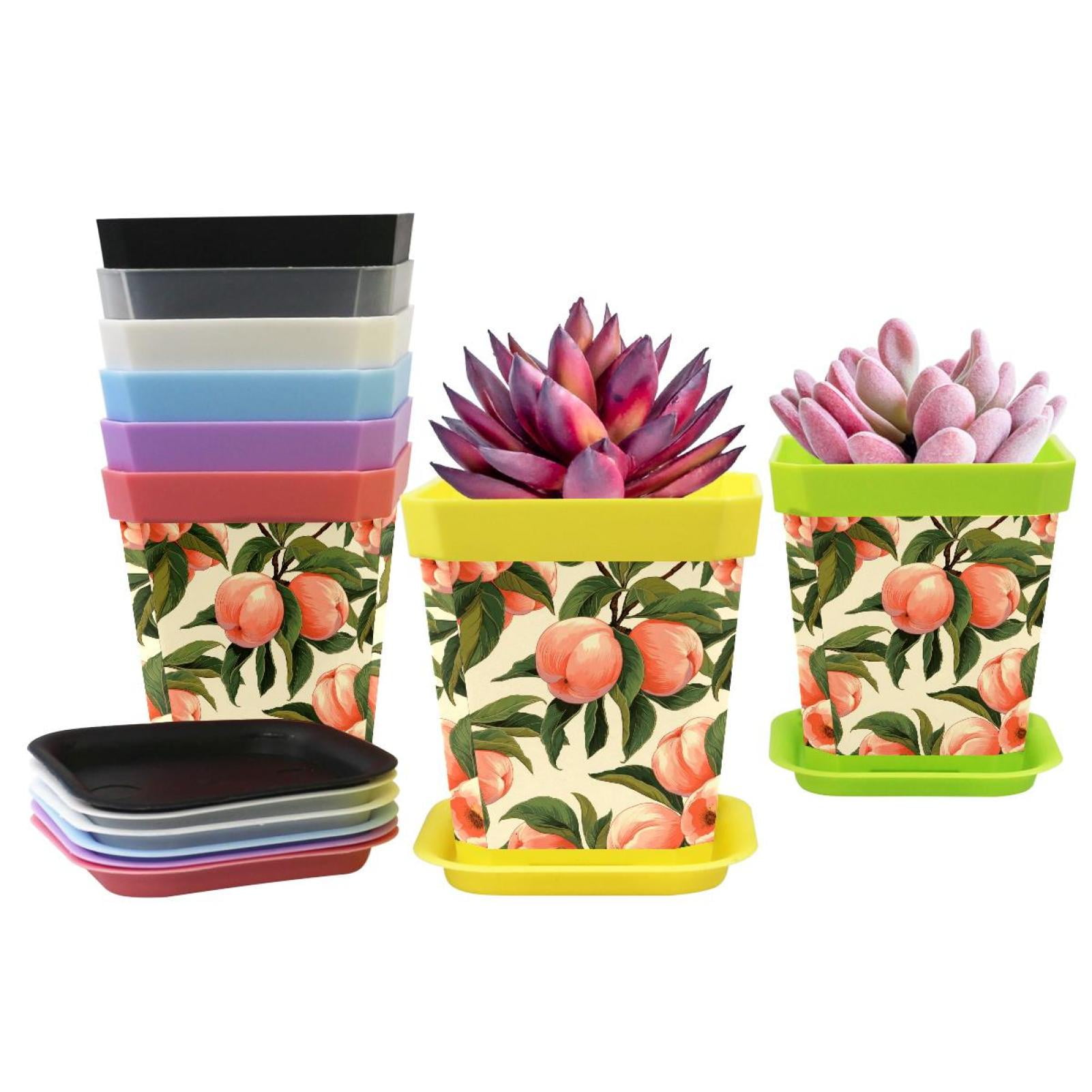 8 PCS Pots for Plants Peach Fruit on Flowering Branch Plastic Planters ...
