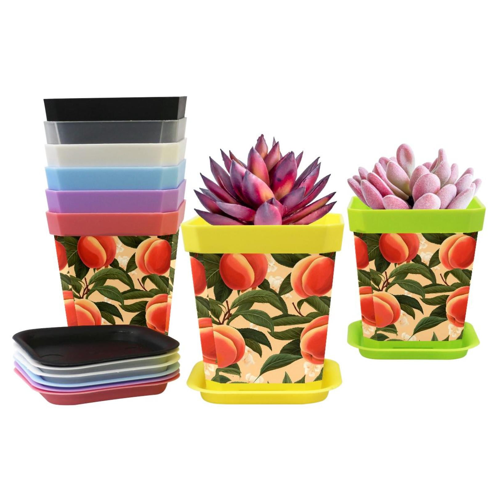 8 PCS Pots for Plants Peach Fruit on Flowering Branch Plastic Planters ...