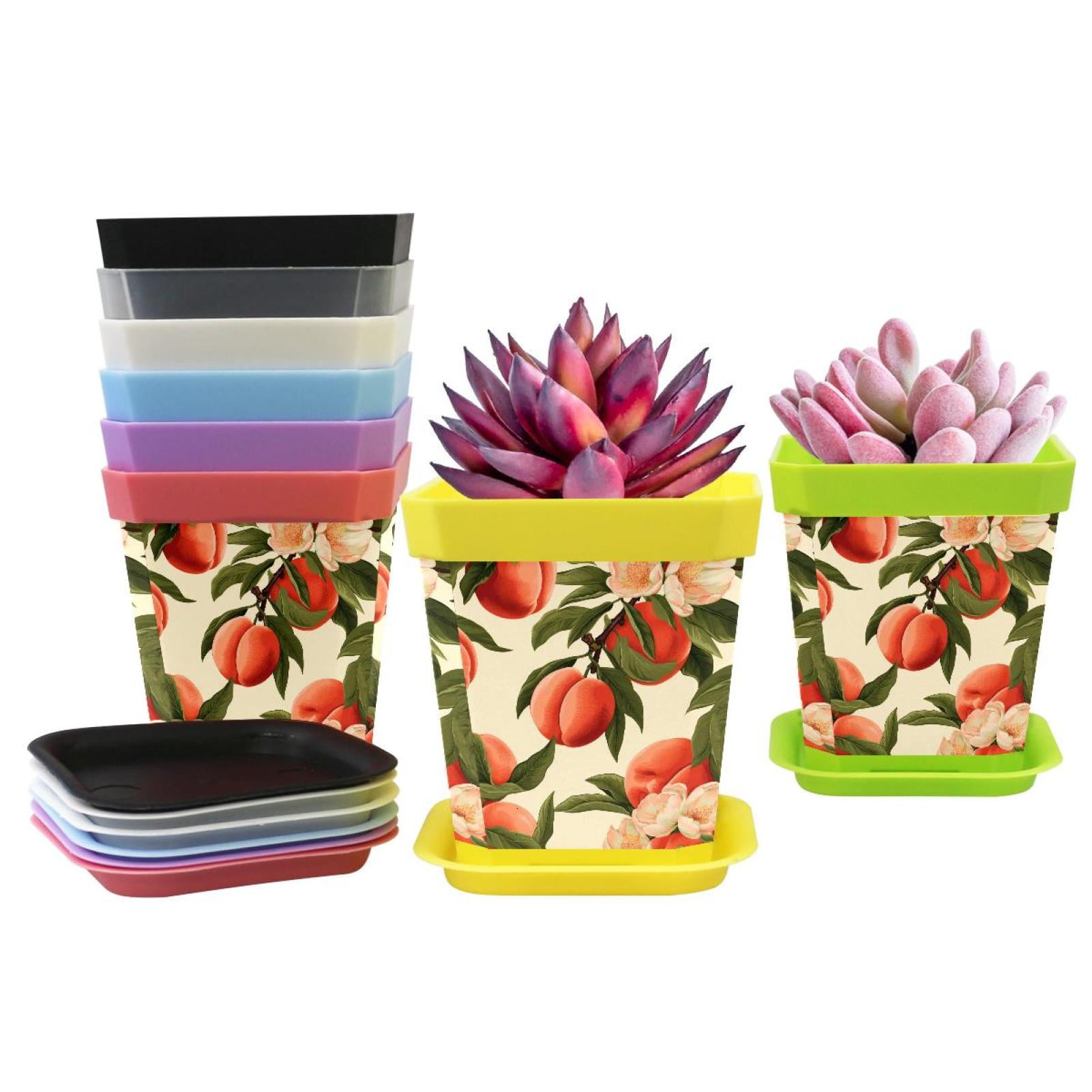 8 PCS Pots for Plants Peach Fruit on Flowering Branch Plastic Planters ...