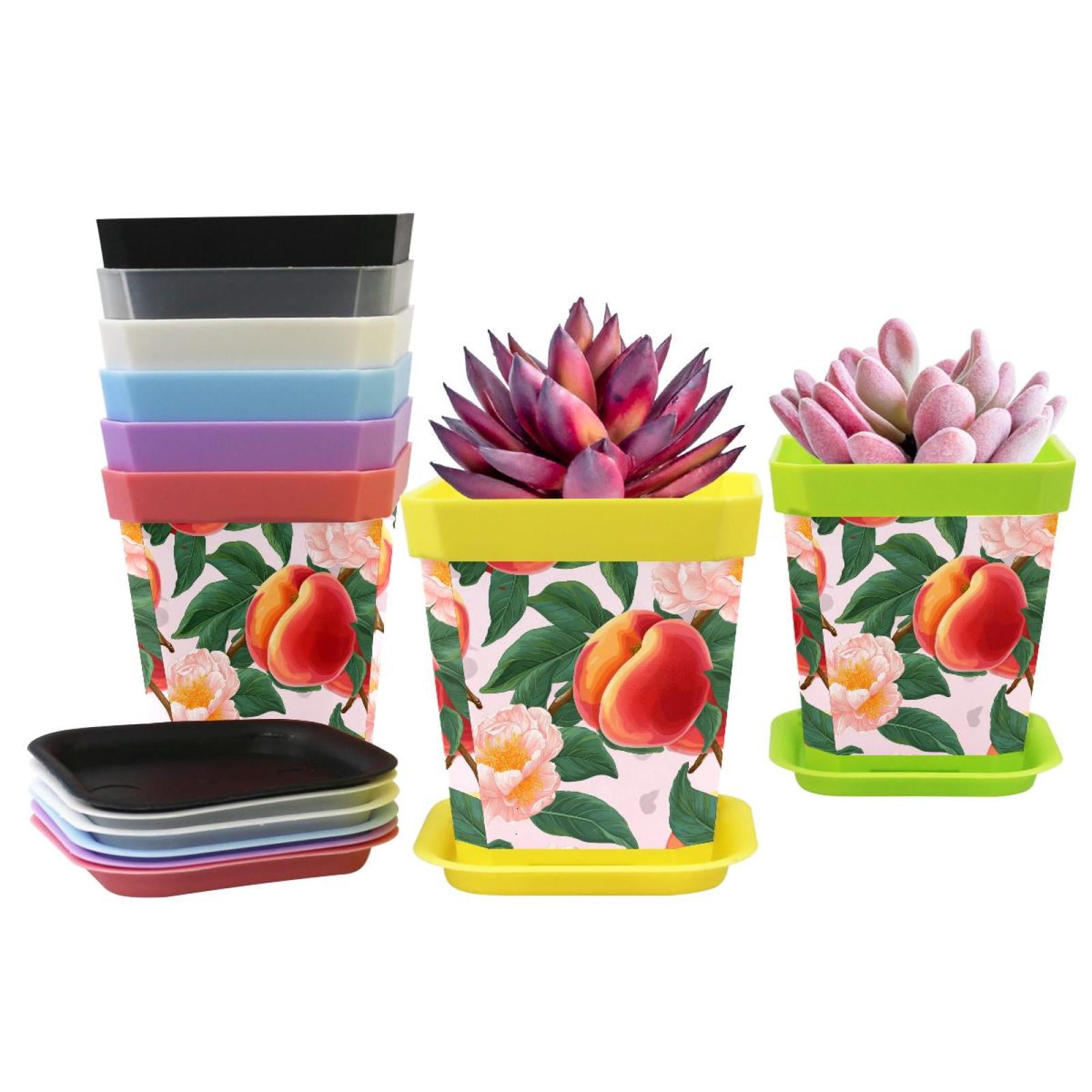 8 PCS Pots for Plants Peach Fruit on Flowering Branch Plastic Planters ...