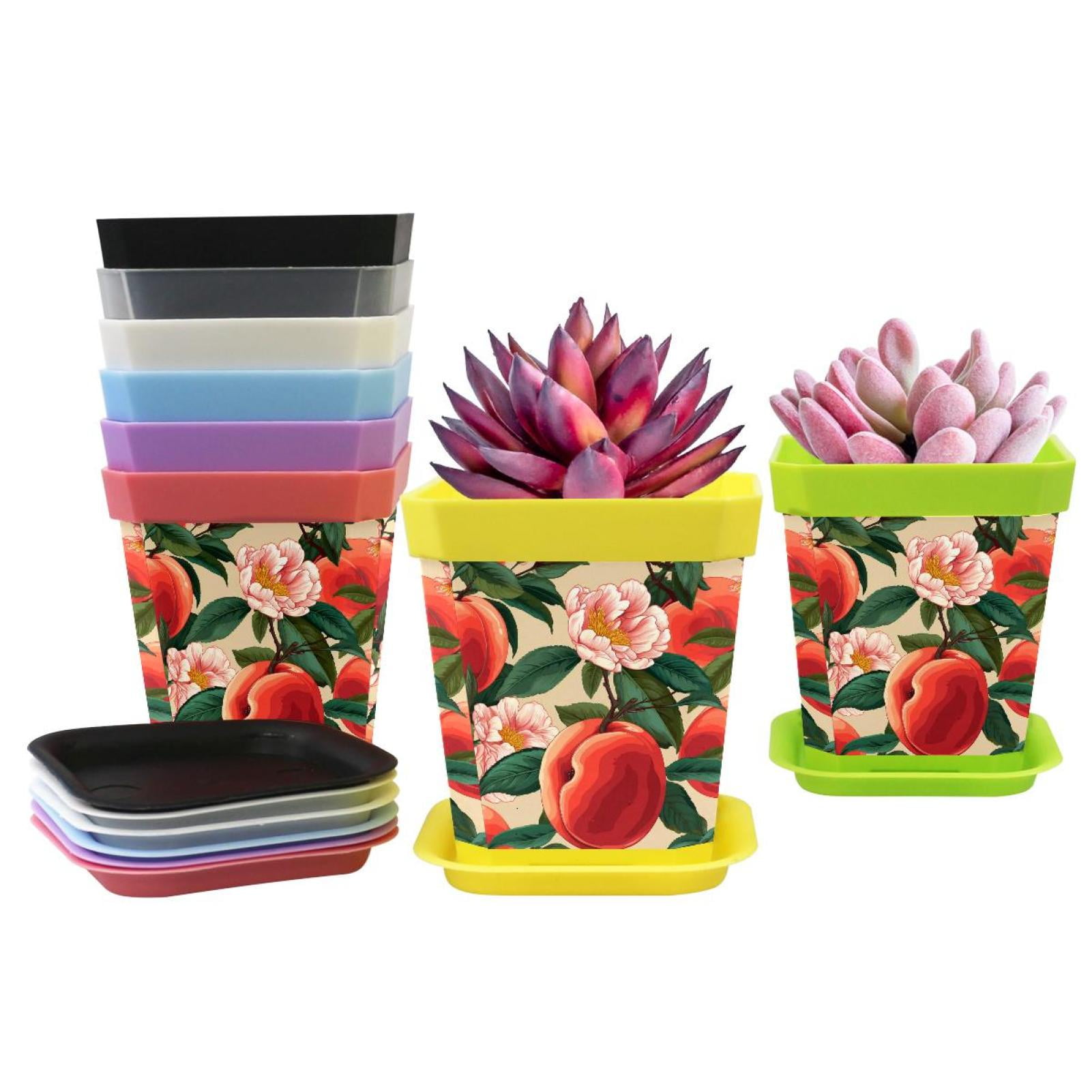 8 PCS Pots for Plants Peach Fruit on Flowering Branch Plastic Planters ...