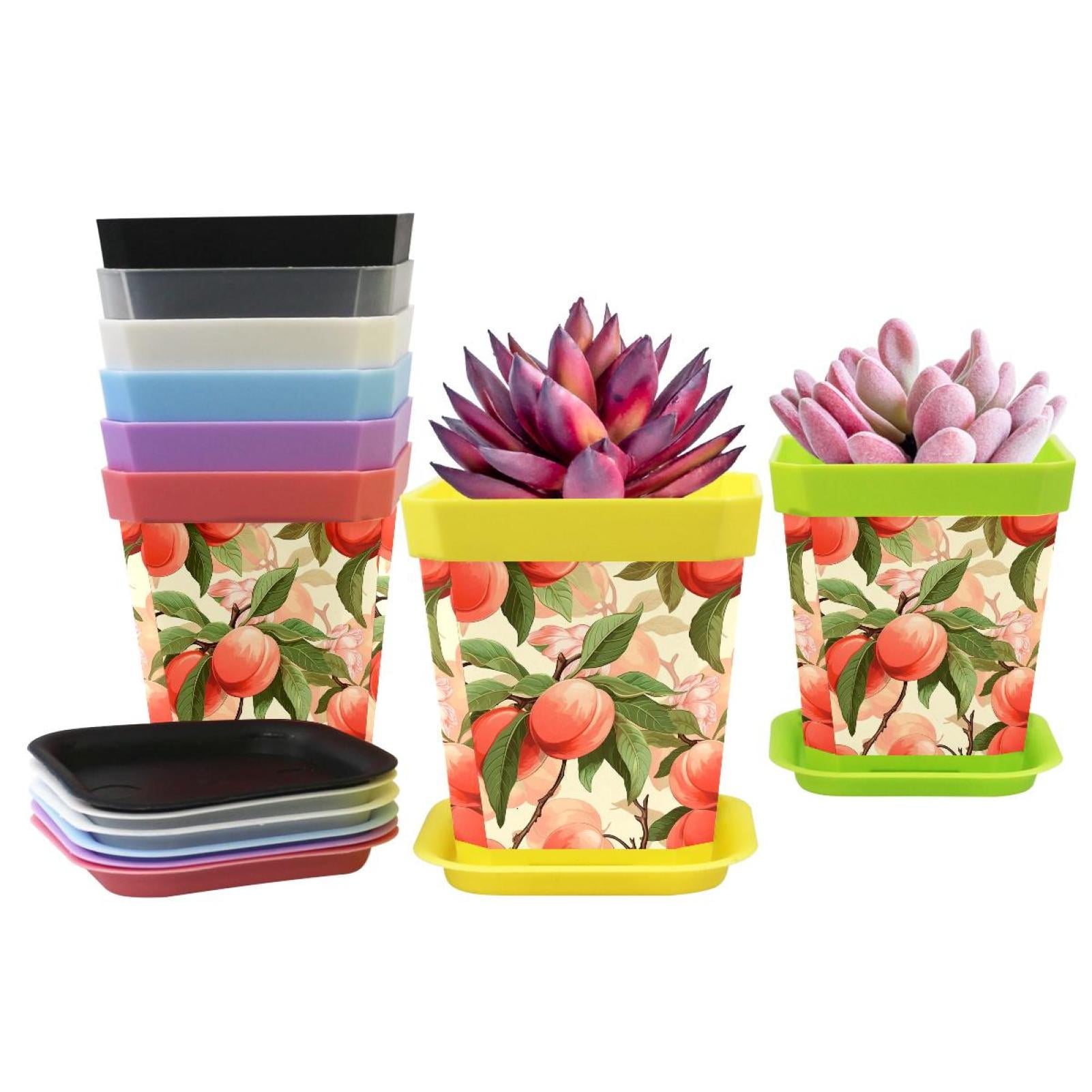 8 PCS Pots for Plants Peach Fruit on Flowering Branch Plastic Planters ...