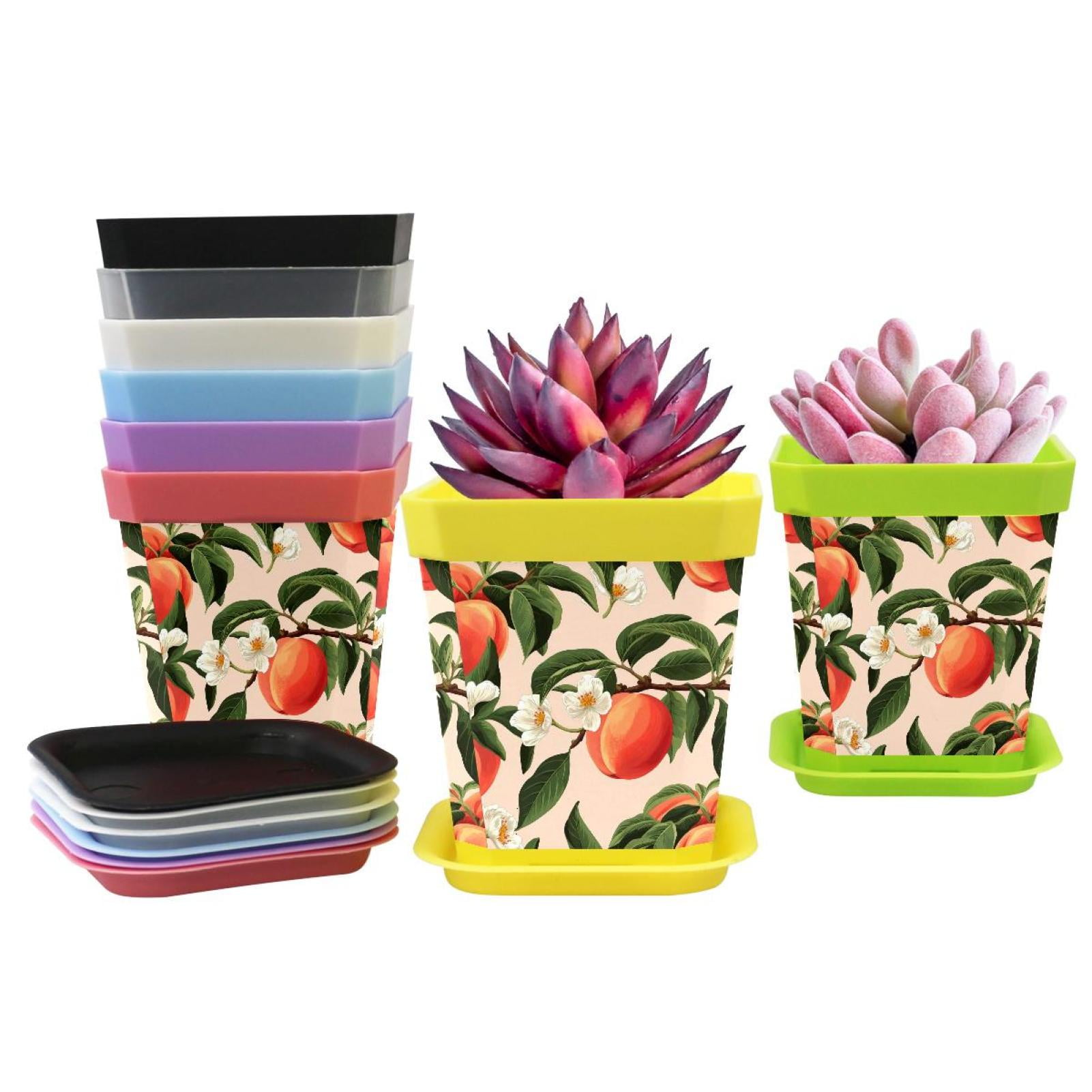 8 PCS Pots for Plants Peach Fruit on Flowering Branch Plastic Planters ...