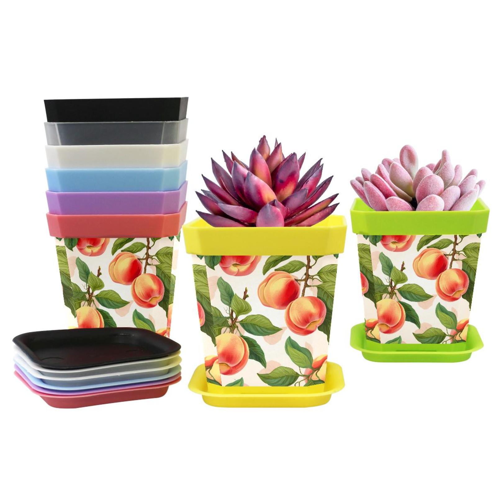 8 PCS Pots for Plants Peach Fruit on Flowering Branch Plastic Planters ...