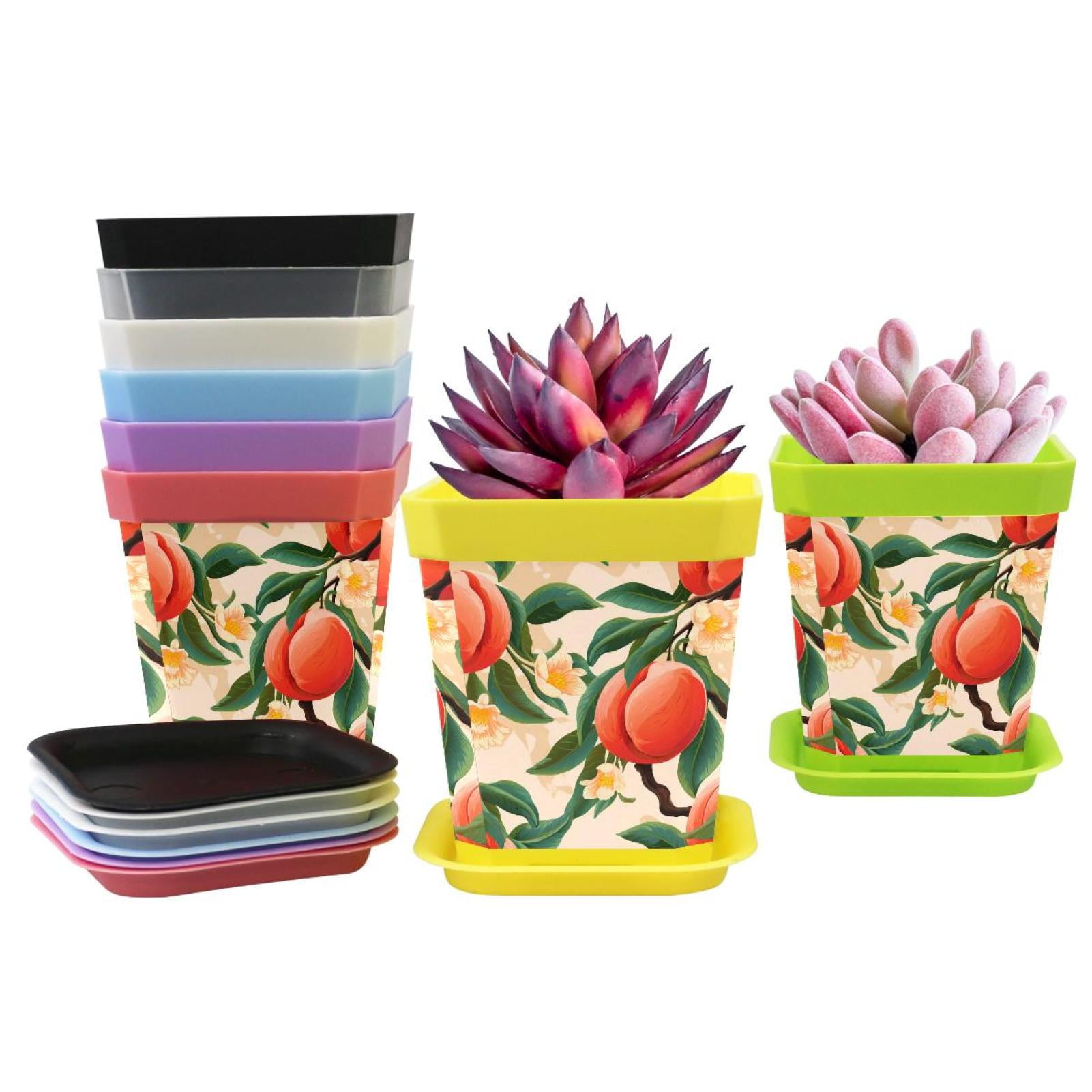 8 PCS Pots for Plants Peach Fruit on Flowering Branch Plastic Planters ...