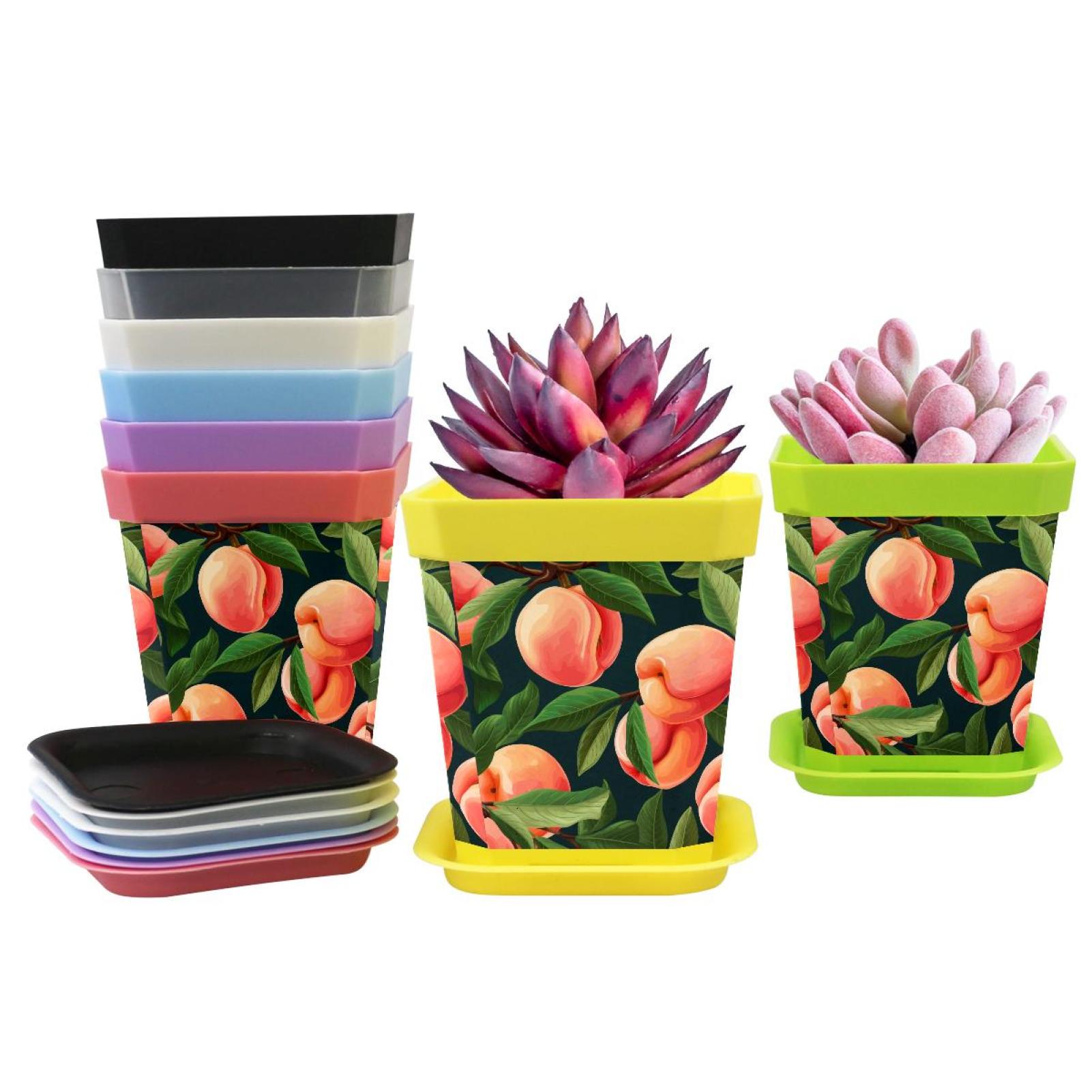 8 PCS Pots for Plants Peach Fruit on Flowering Branch Plastic Planters ...