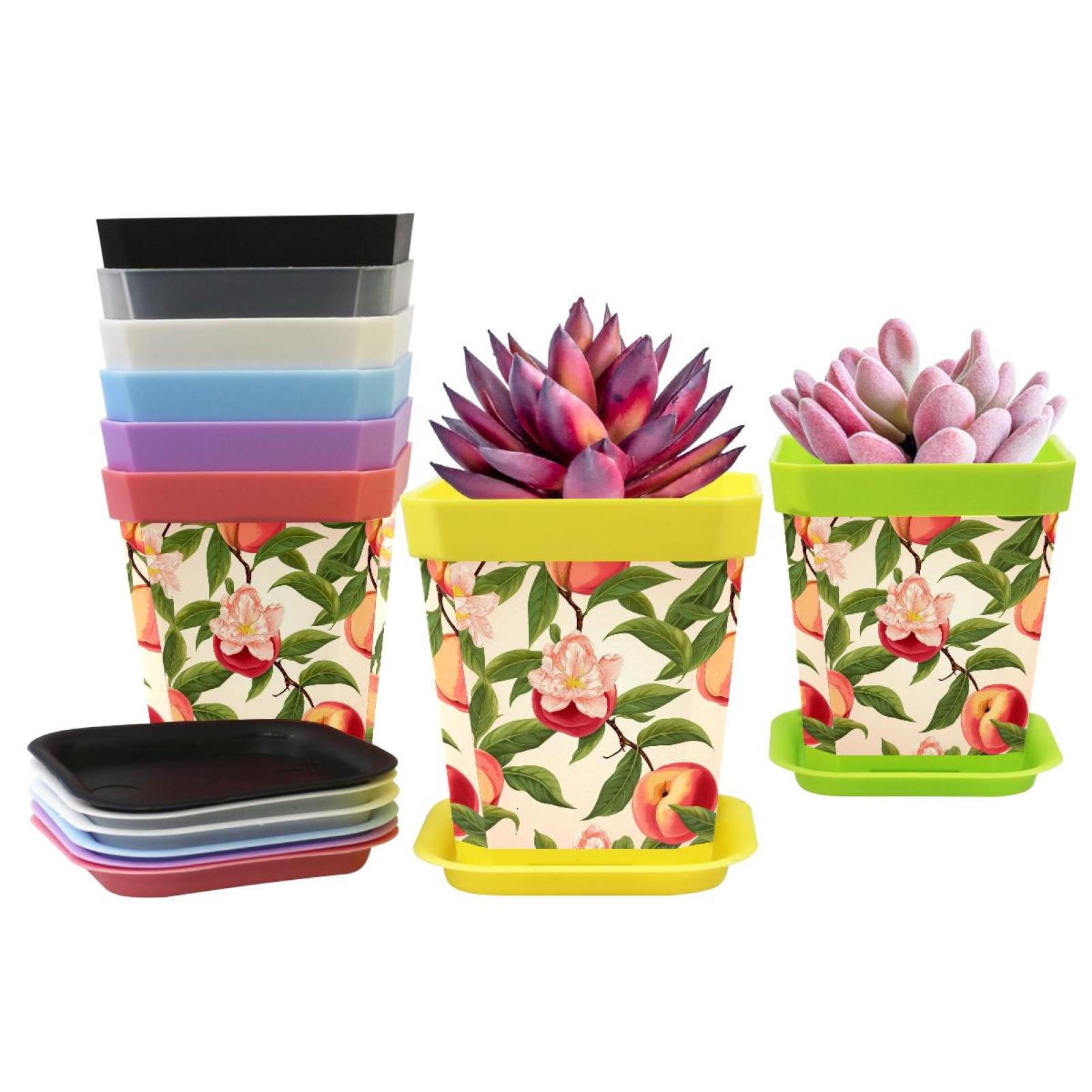 8 PCS Pots for Plants Peach Fruit on Flowering Branch Plastic Planters ...