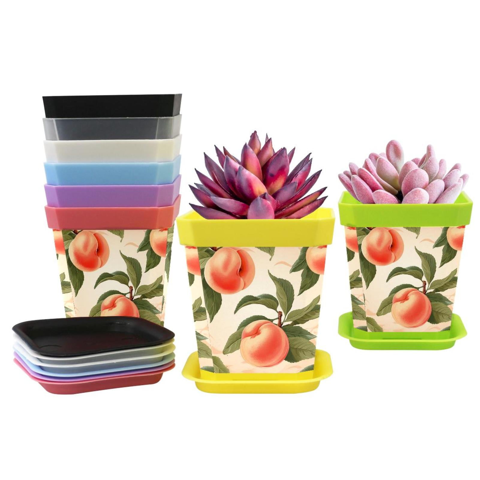 8 PCS Pots for Plants Peach Fruit on Flowering Branch Plastic Planters ...