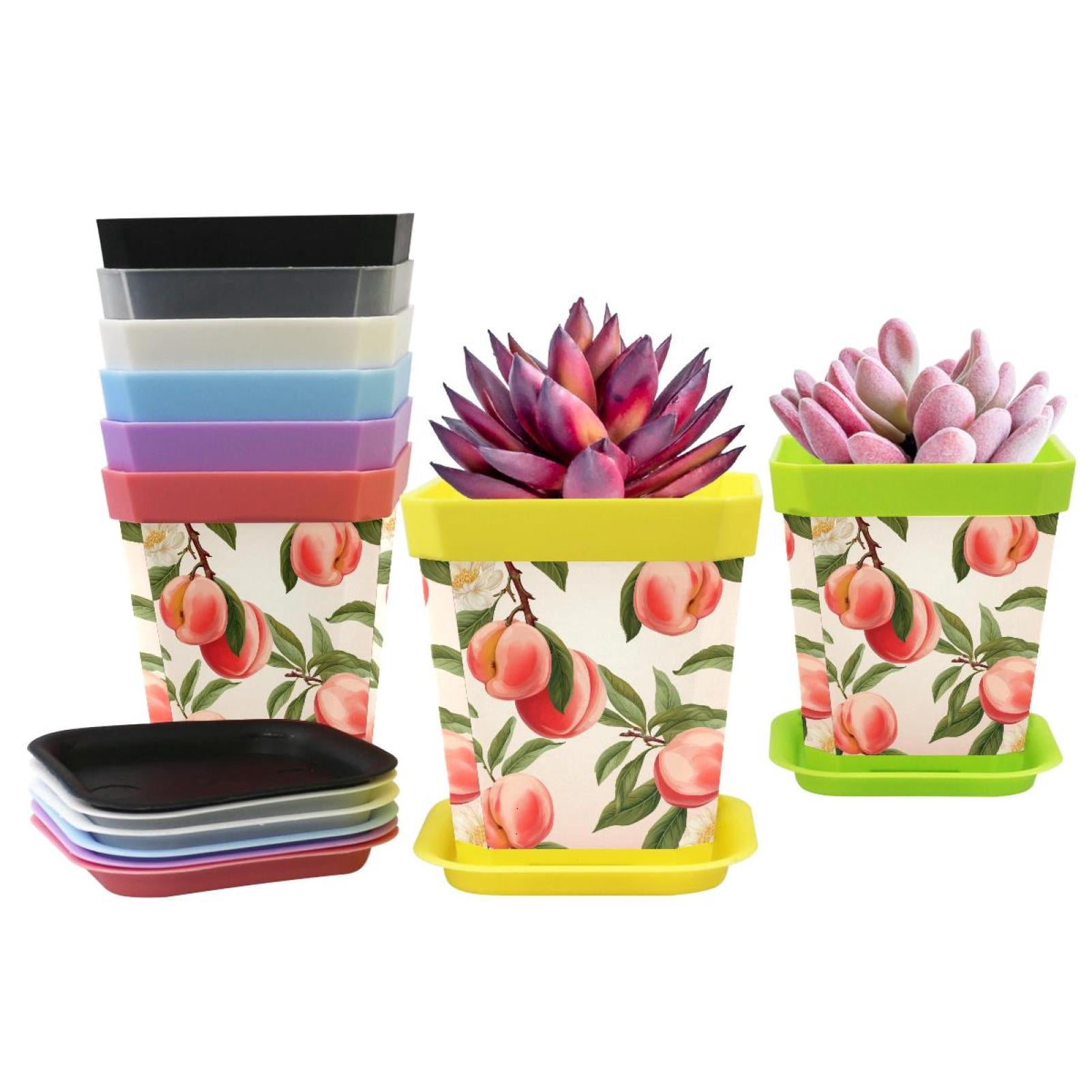 8 PCS Pots for Plants Peach Fruit on Flowering Branch Plastic Planters ...