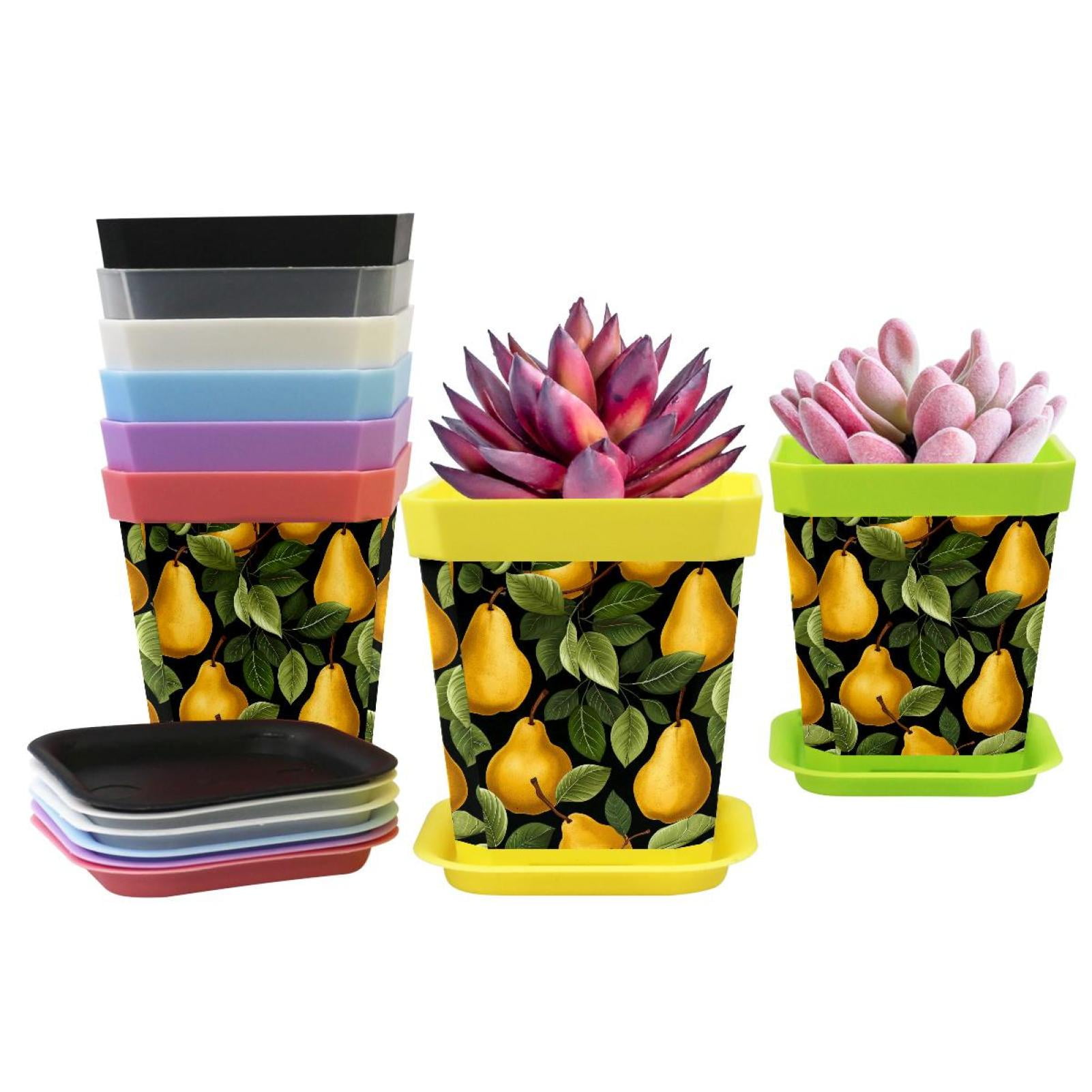8 PCS Pots for Plants Pear Fruit Plastic Planters with Drainage Holes ...