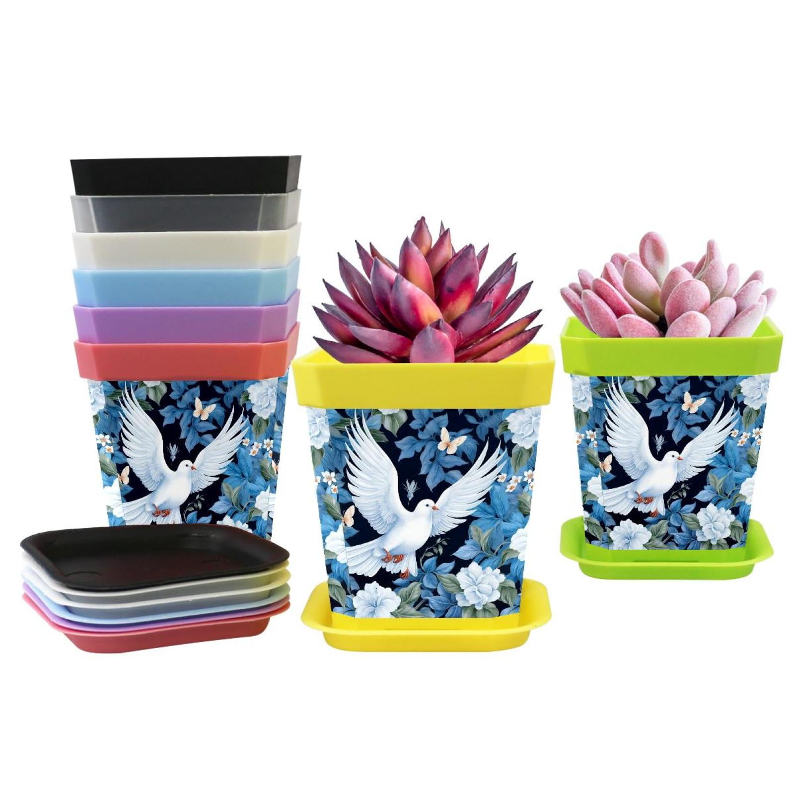8 PCS Pots for Plants Pigeon Blue Flowers Butterfly Plastic Planters ...
