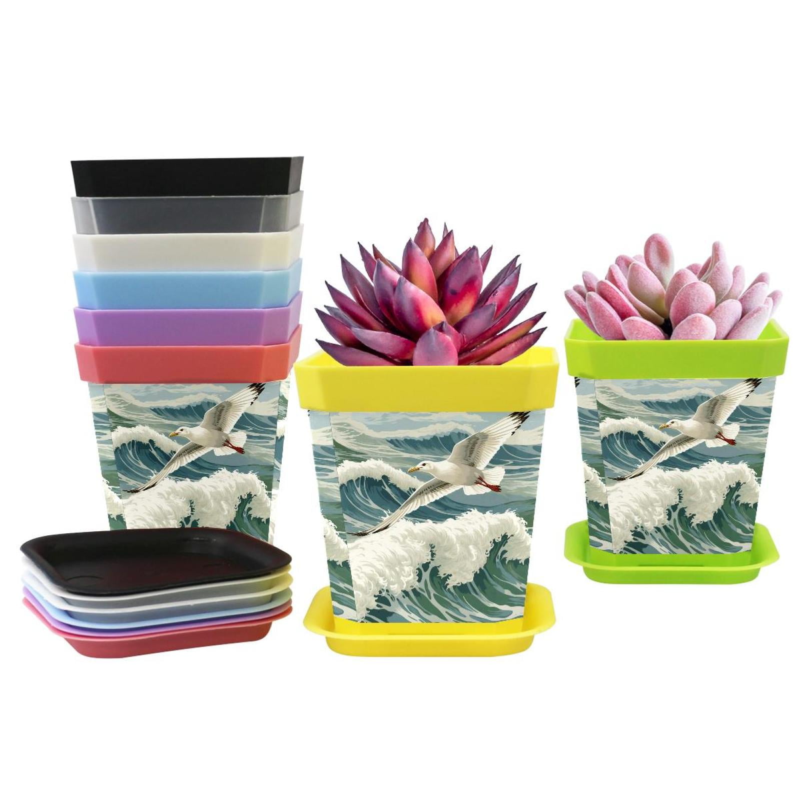 8 PCS Pots for Plants Seagull Flying over Sea Waves Plastic Planters ...