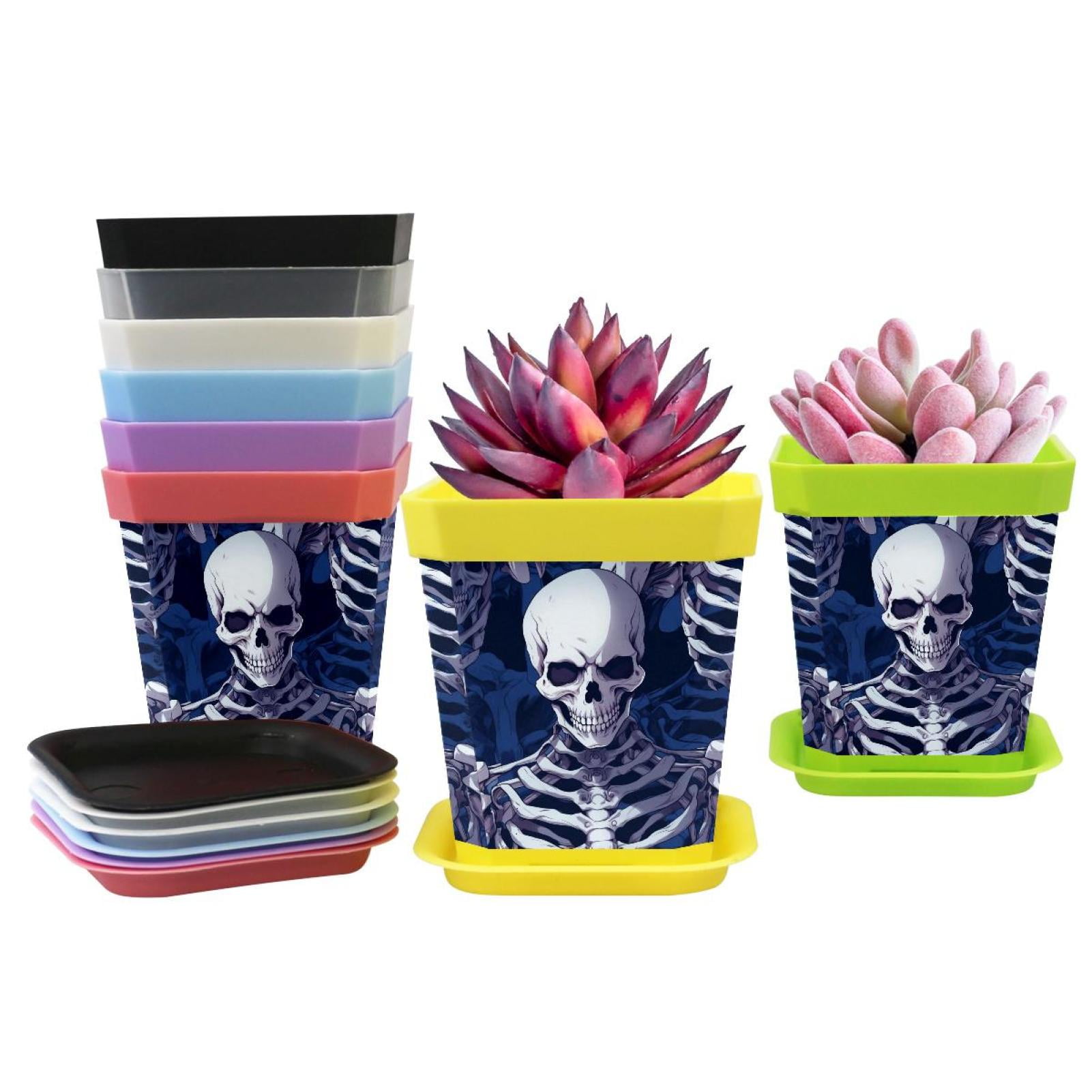8 PCS Pots for Plants Skull Skeleton Plastic Planters with Drainage ...