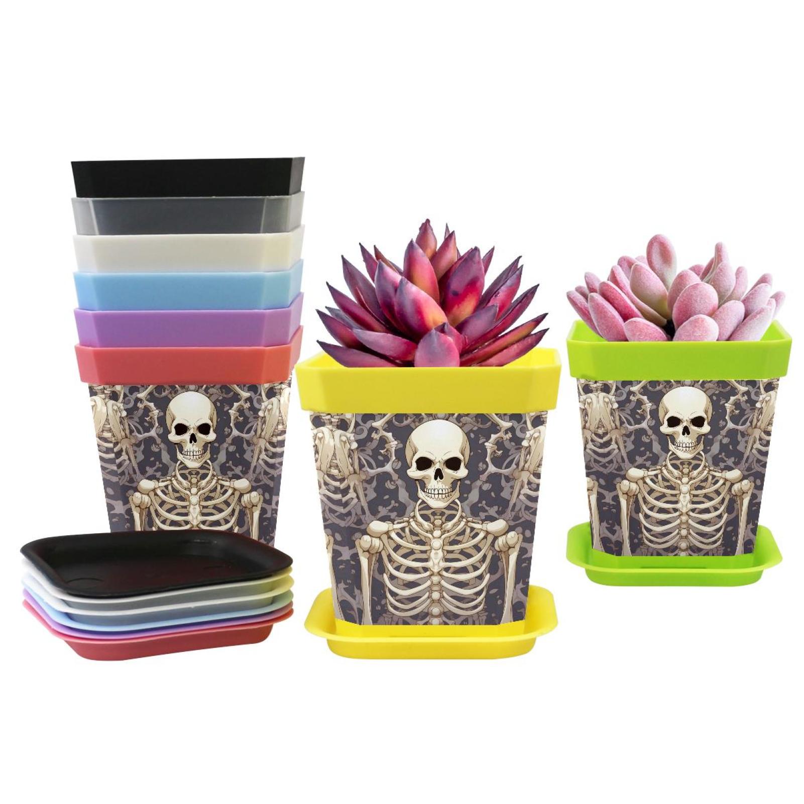 8 PCS Pots for Plants Skull Skeleton Plastic Planters with Drainage ...