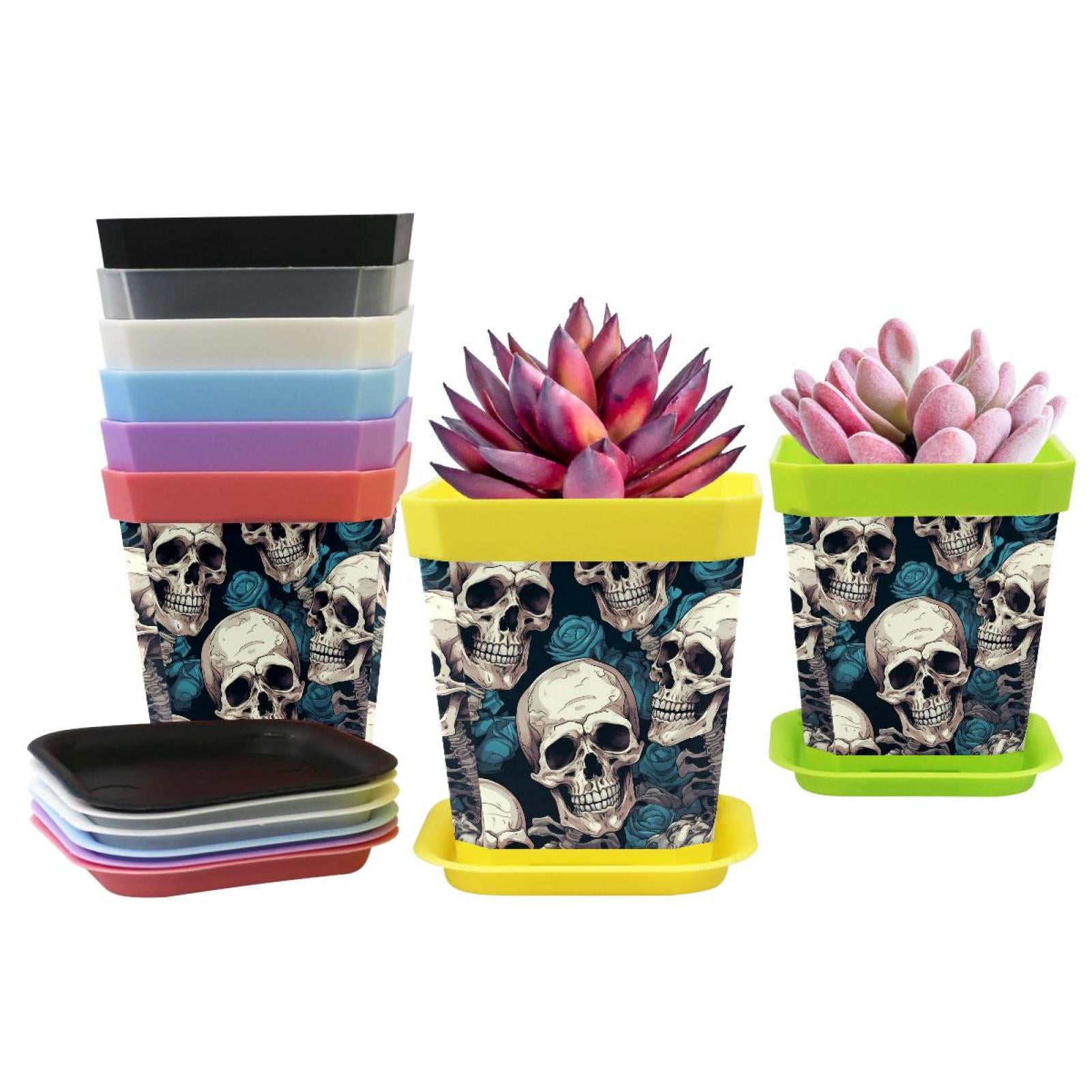 8 PCS Pots for Plants Skull Skeleton Plastic Planters with Drainage ...