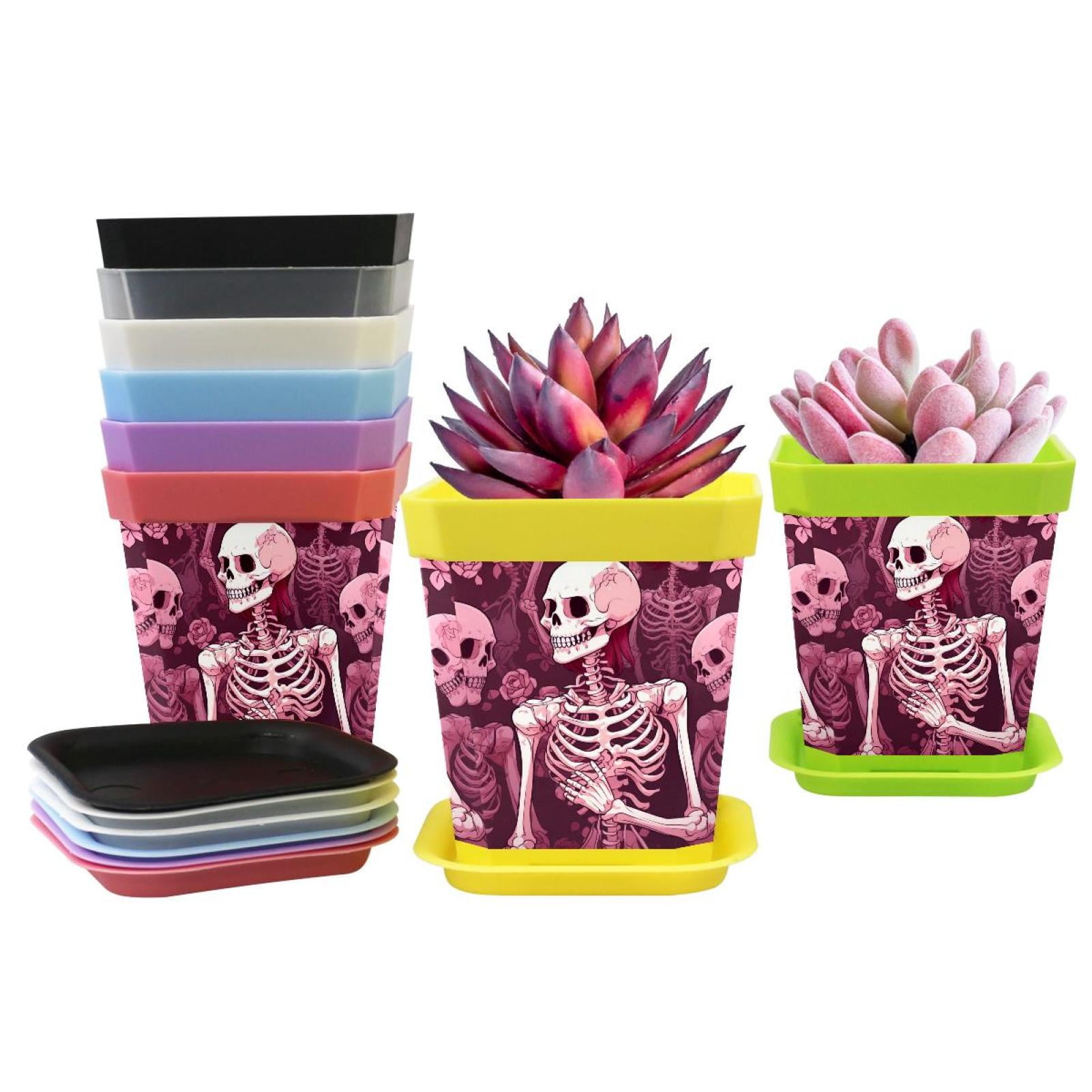 8 PCS Pots for Plants Skull Skeleton Plastic Planters with Drainage ...