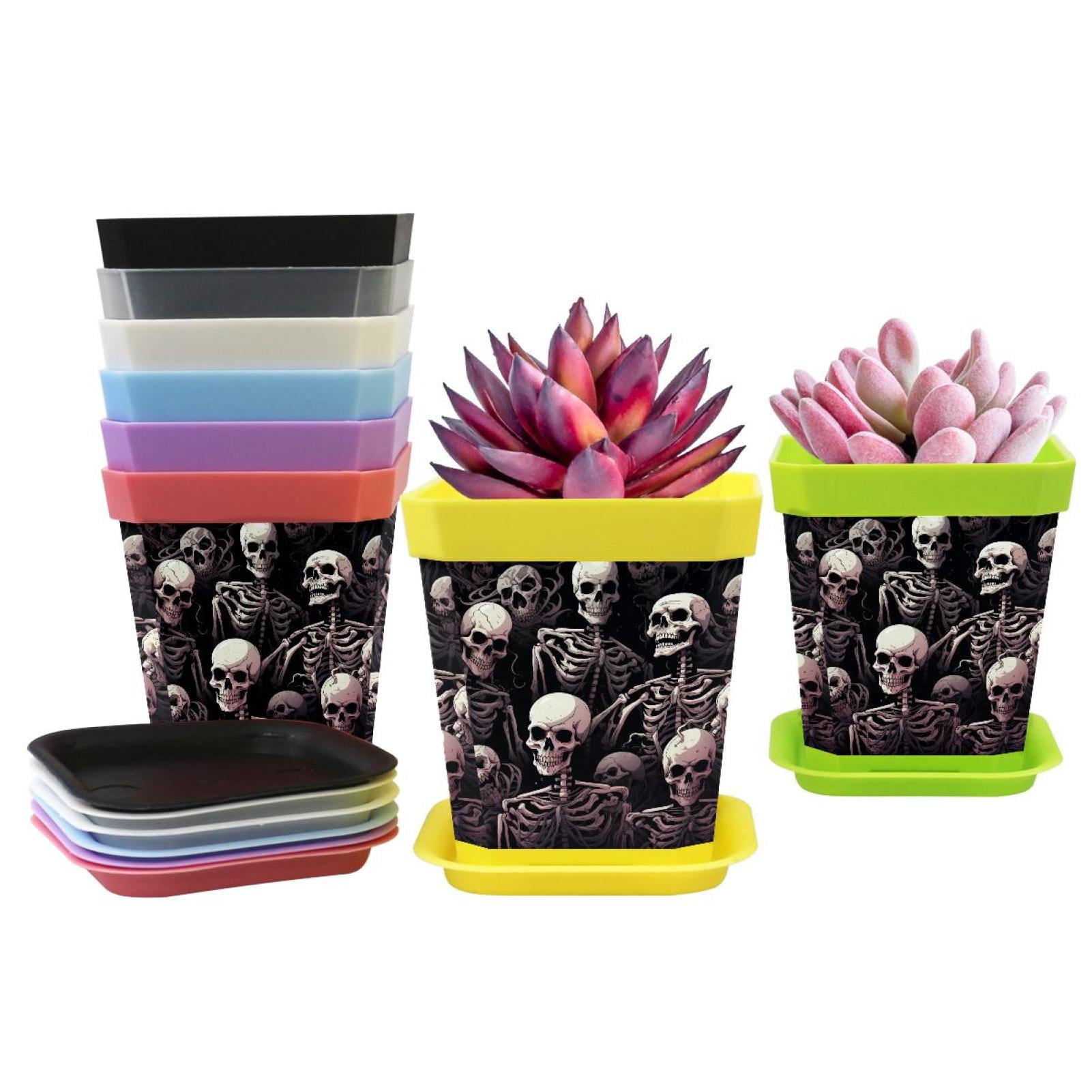 8 PCS Pots for Plants Skull Skeleton Plastic Planters with Drainage ...