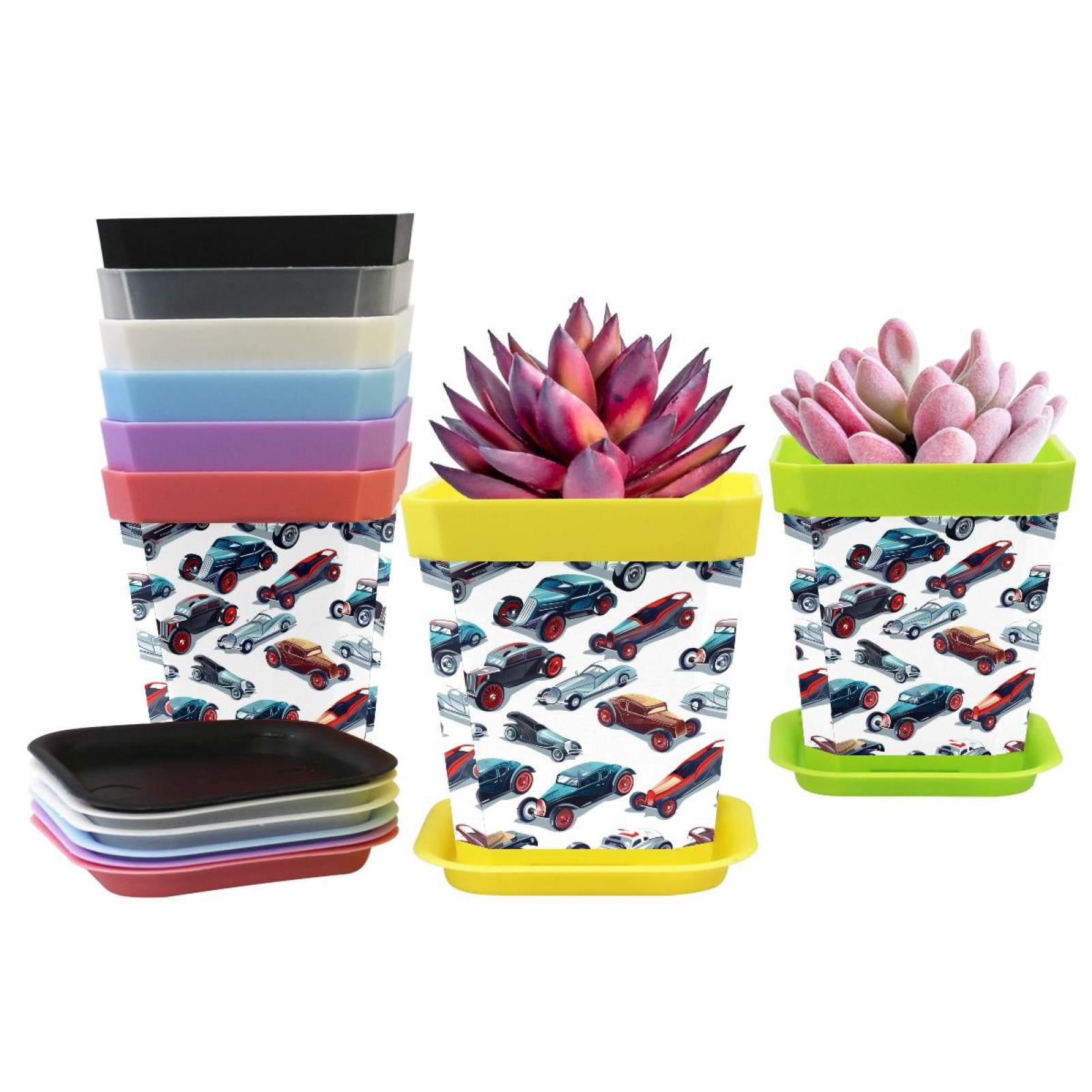 8 PCS Pots for Plants Speed Racing Cars Plastic Planters with Drainage ...