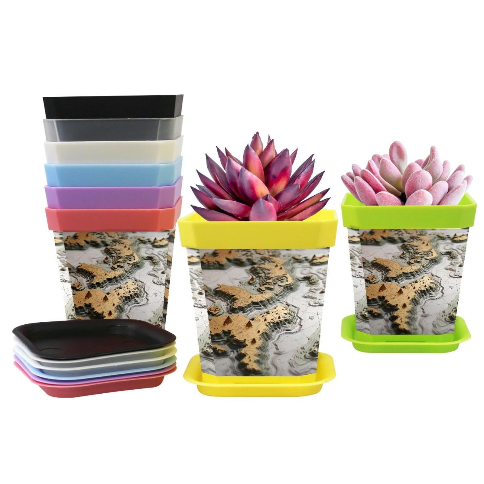 8 PCS Pots for Plants Vintage Map Plastic Planters with Drainage Holes ...