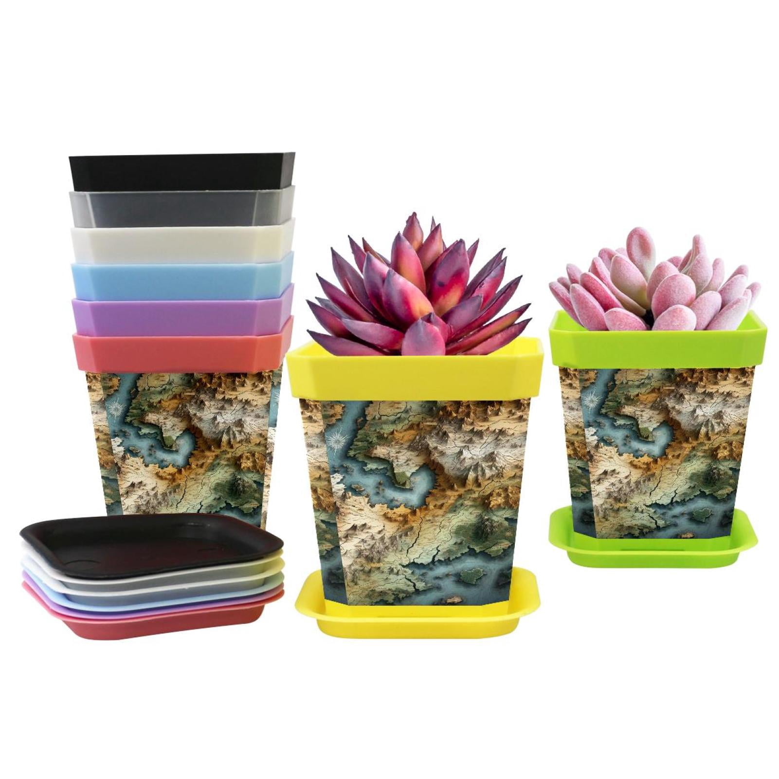8 PCS Pots for Plants Vintage Map Plastic Planters with Drainage Holes ...