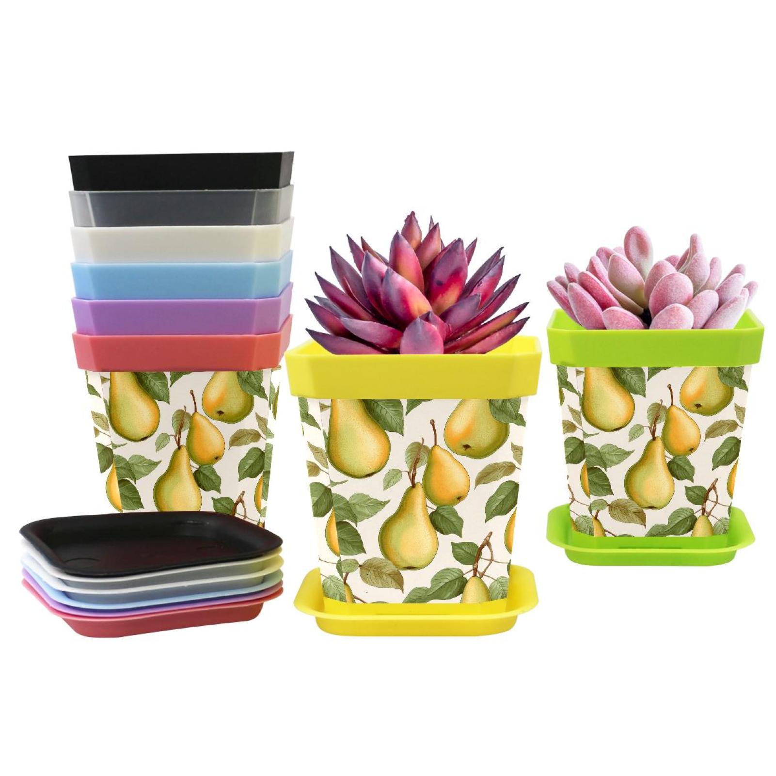 8 PCS Pots for Plants Watercolor Pear Plastic Planters with Drainage ...