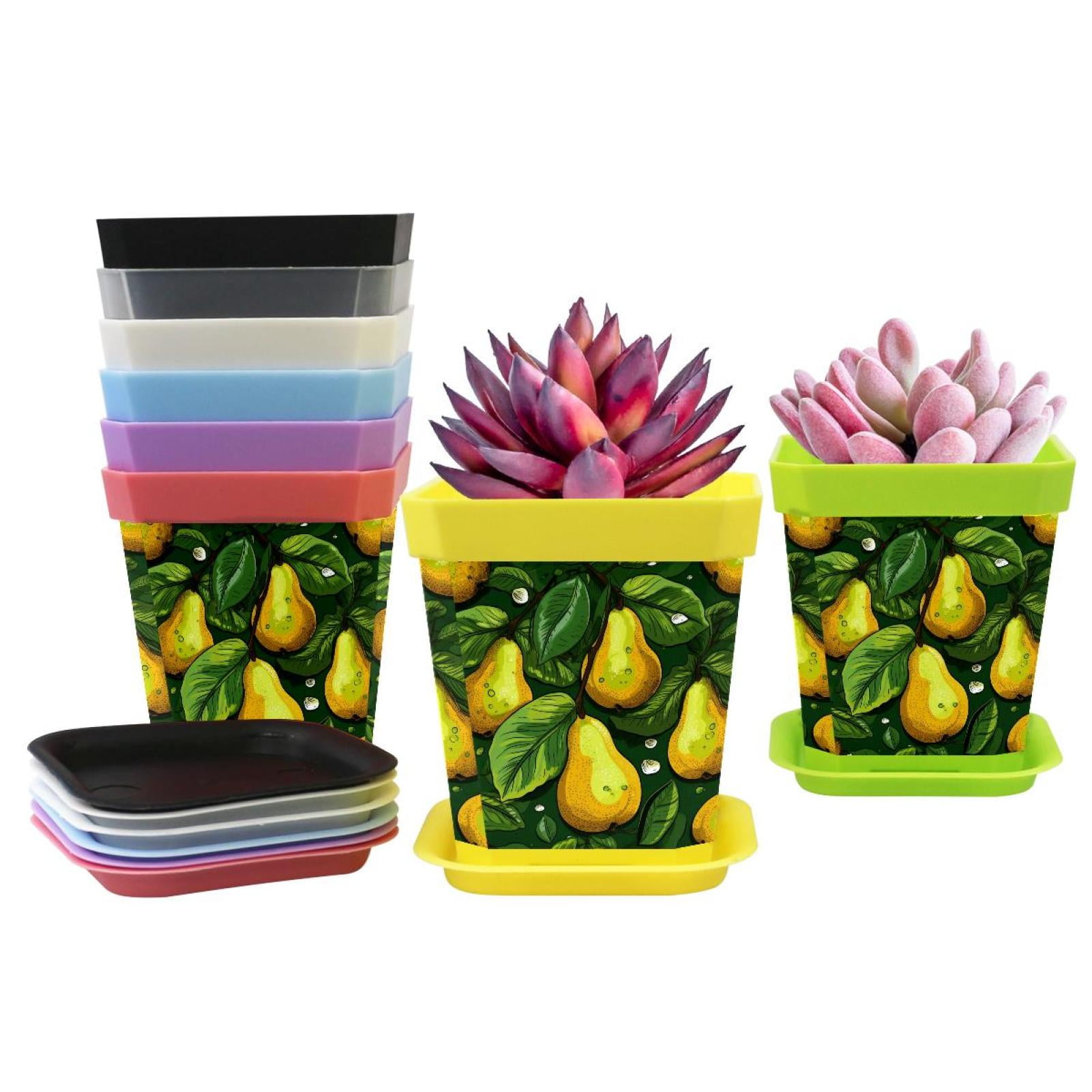 8 PCS Pots for Plants Watercolor Pear Plastic Planters with Drainage ...
