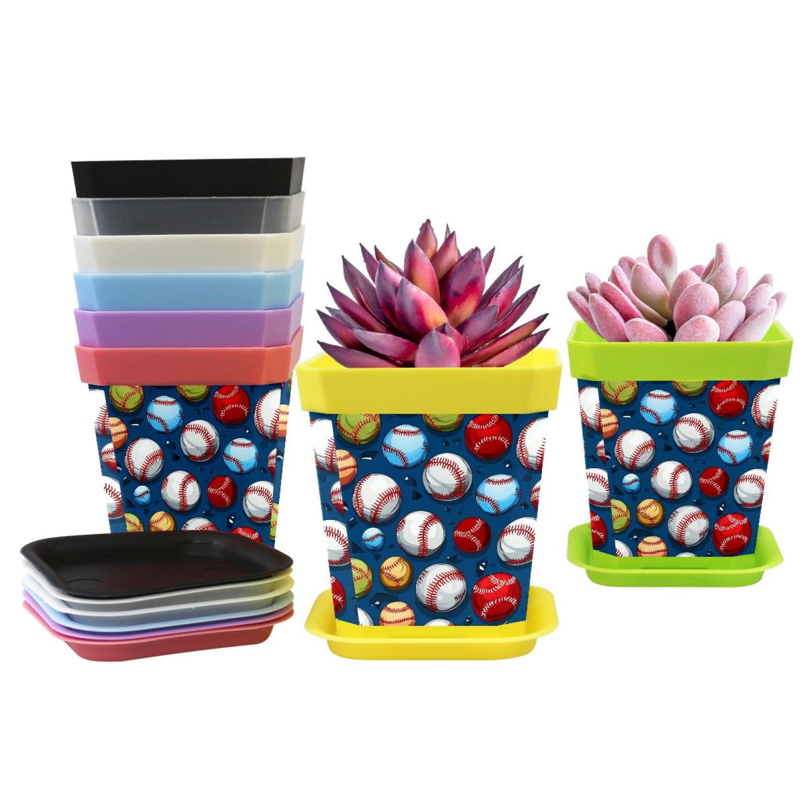 8 PCS Pots for Plants Baseball Plastic Planters with Drainage Holes and ...